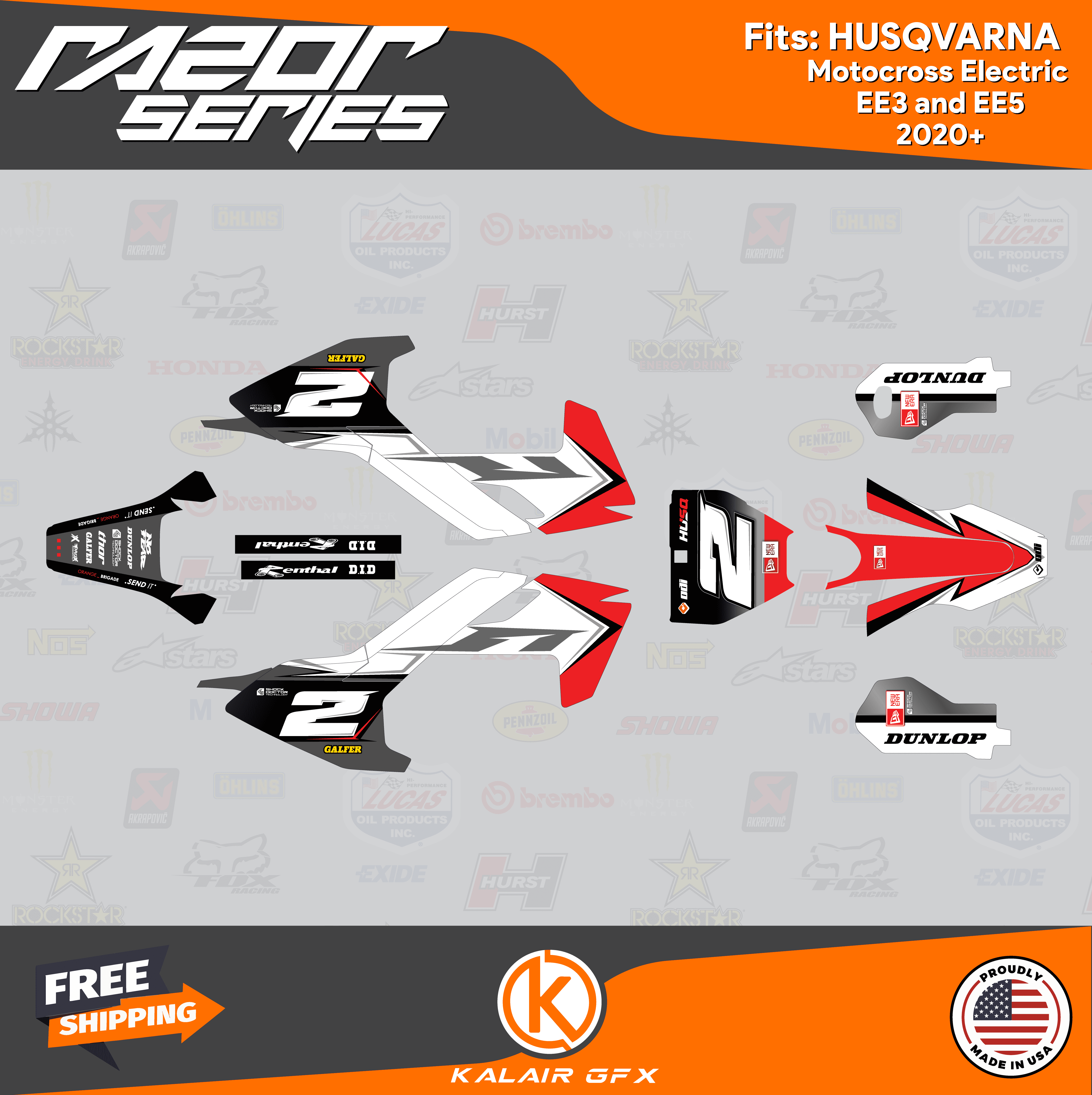 Kalair GFX Graphics Kit for Husqvarna Motocross Electric E-Minis EE3 ...