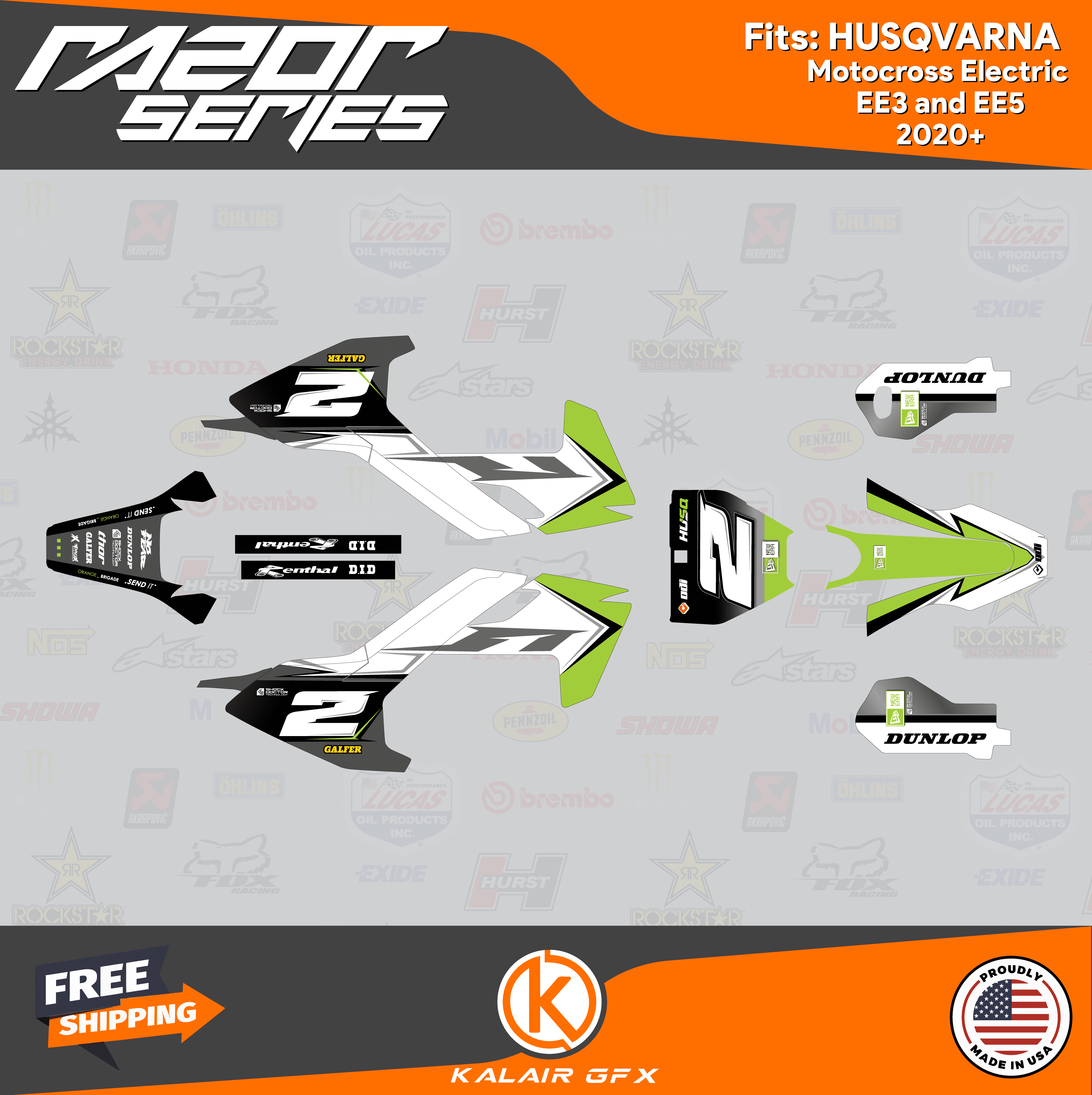 Kalair GFX Graphics Kit for Husqvarna Motocross Electric E-Minis EE3 ...