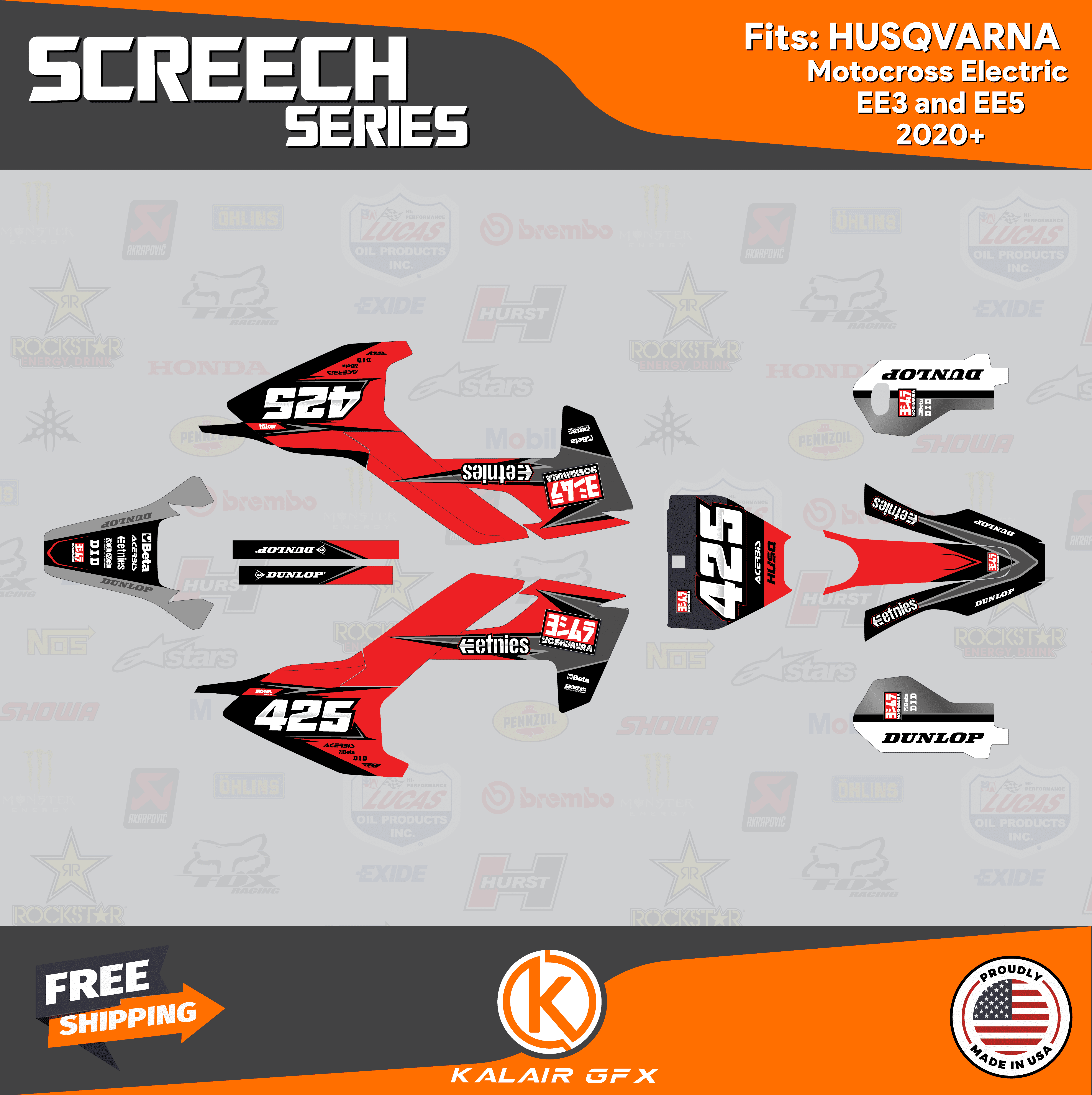 Kalair GFX Graphics Kit for Husqvarna Motocross Electric E-Minis EE3 ...