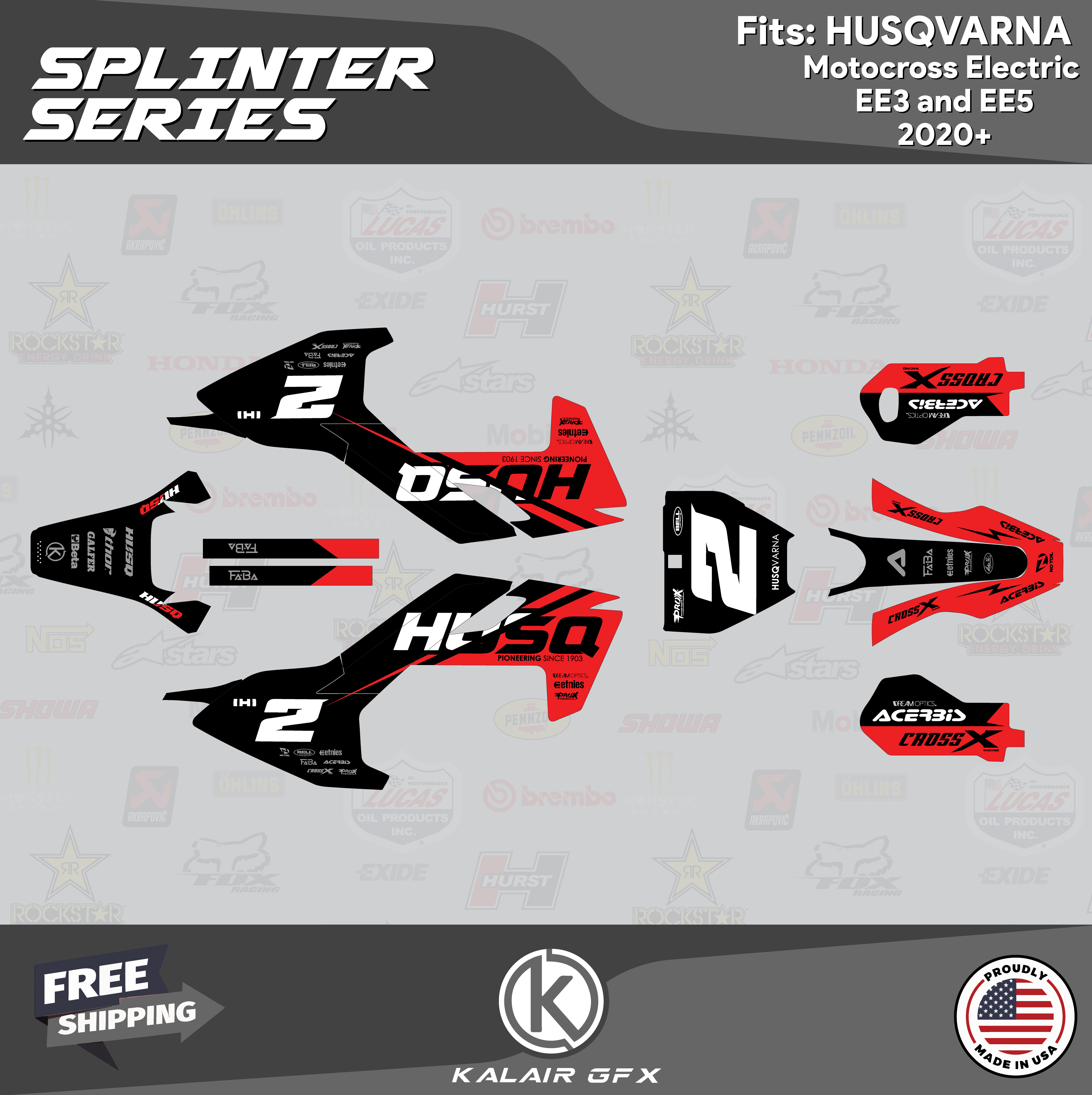 Kalair GFX Graphics Kit for Husqvarna Motocross Electric E-Minis EE3 ...