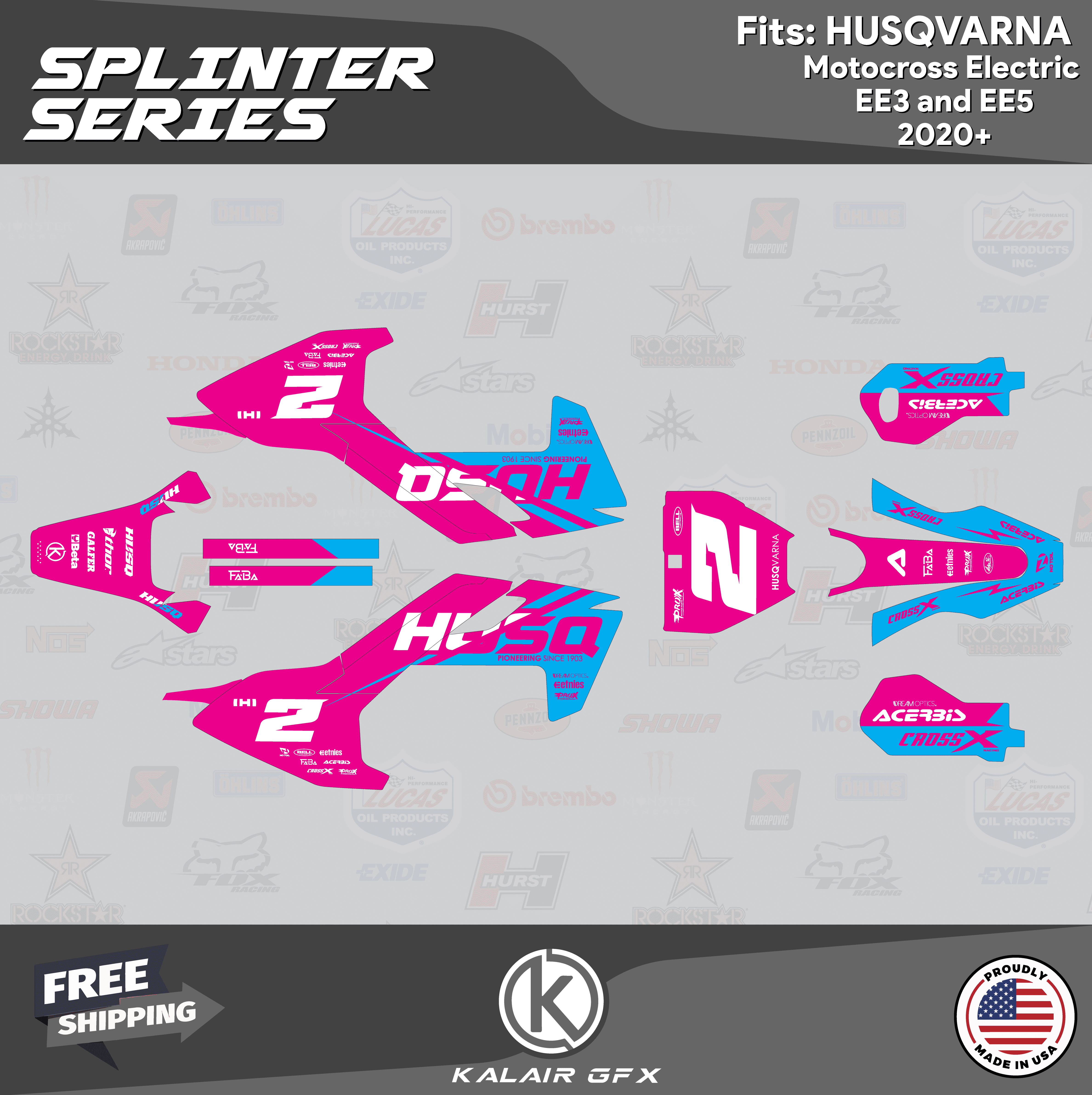 Kalair GFX Graphics Kit for Husqvarna Motocross Electric E-Minis EE3 and EE5 (2020-2023 ...