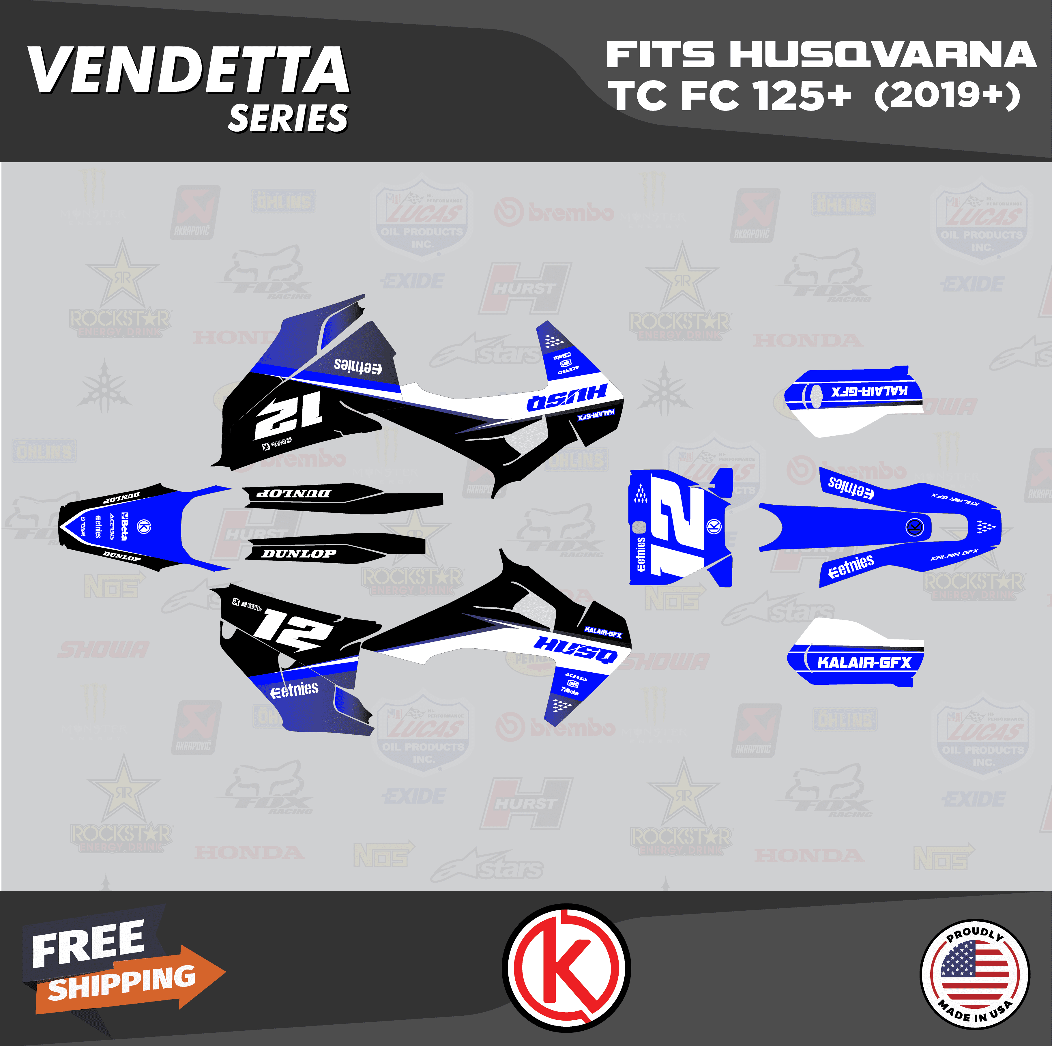 Kalair GFX Graphics Kit for Husqvarna TC125 TC250 FC250 FC350 FC450 ...