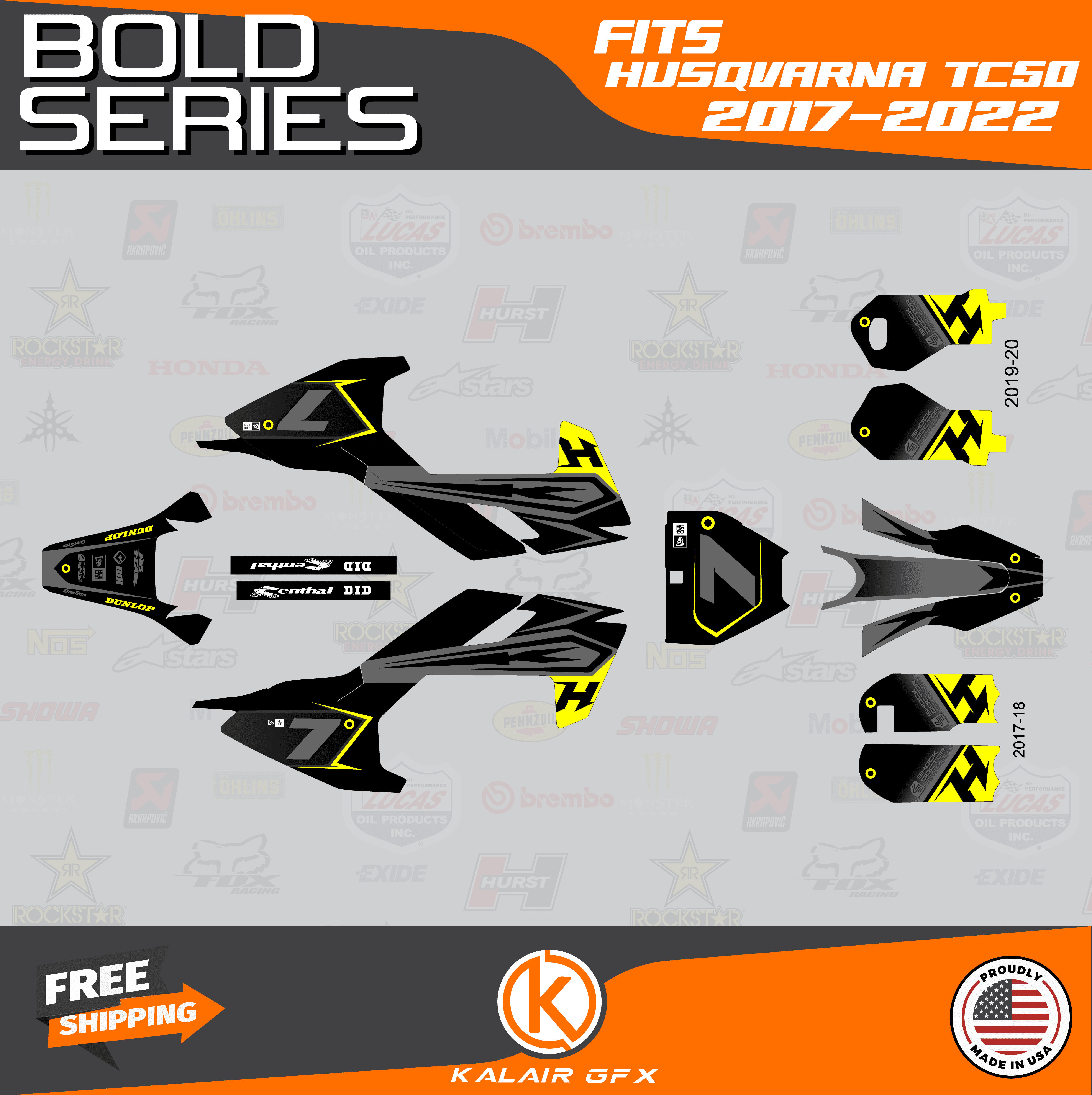 Kalair GFX Graphics Kit for Husqvarna TC50 (2019-2023) Bold Series ...