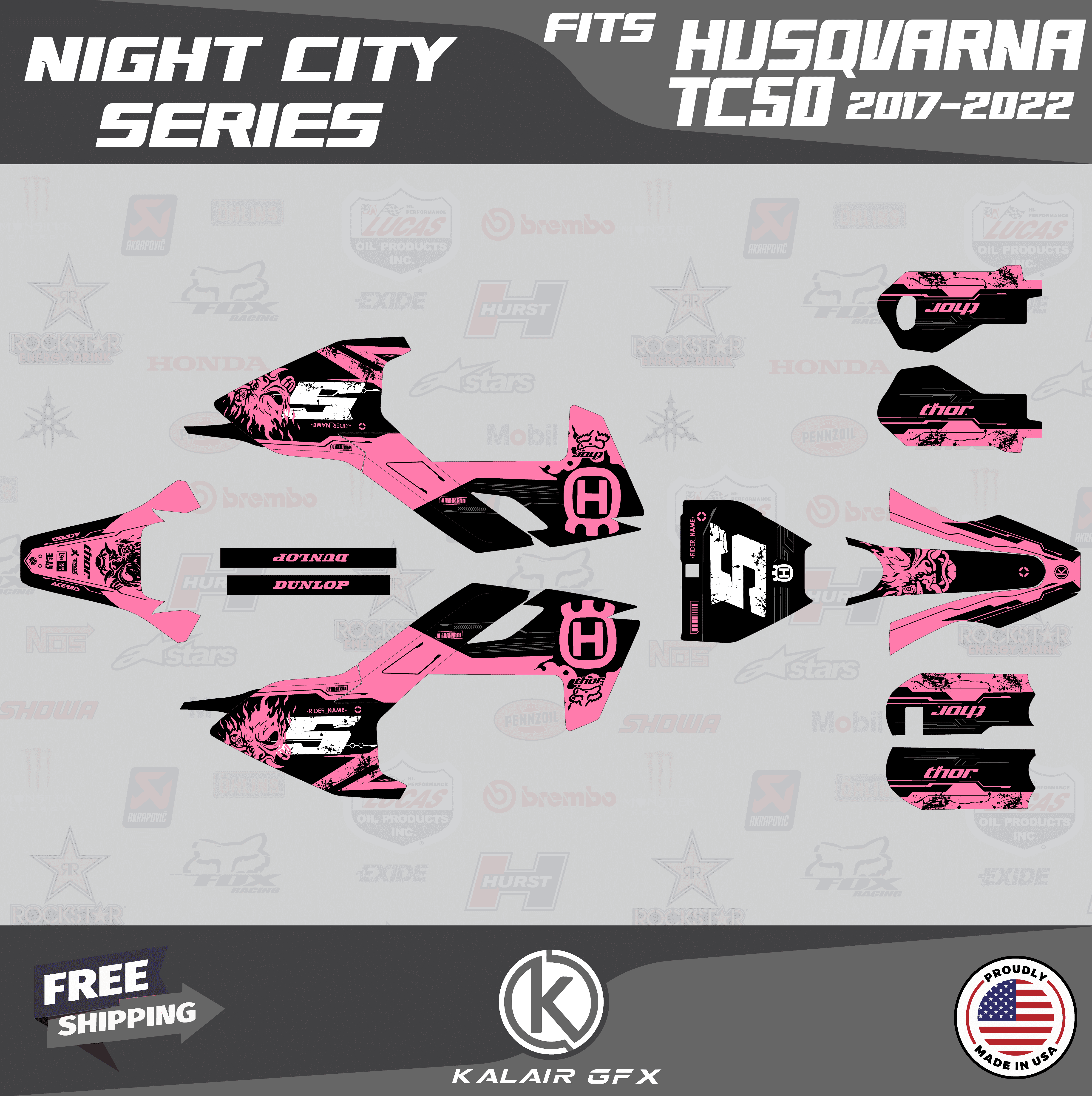 Kalair GFX Graphics Kit for Husqvarna TC50 (2019-2023) Night-city ...