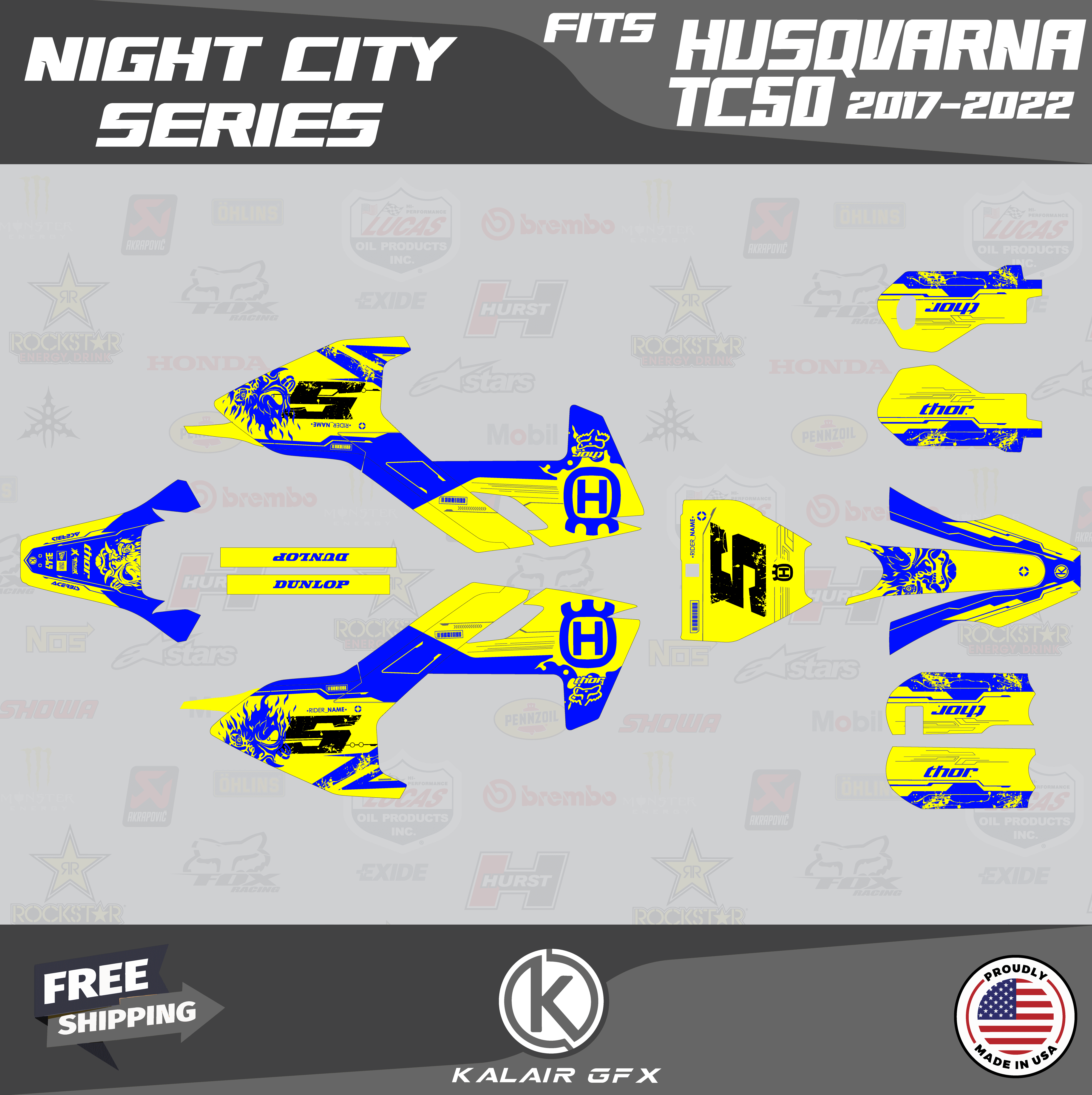 Kalair GFX Graphics Kit for Husqvarna TC50 (2019-2023) Night-city ...