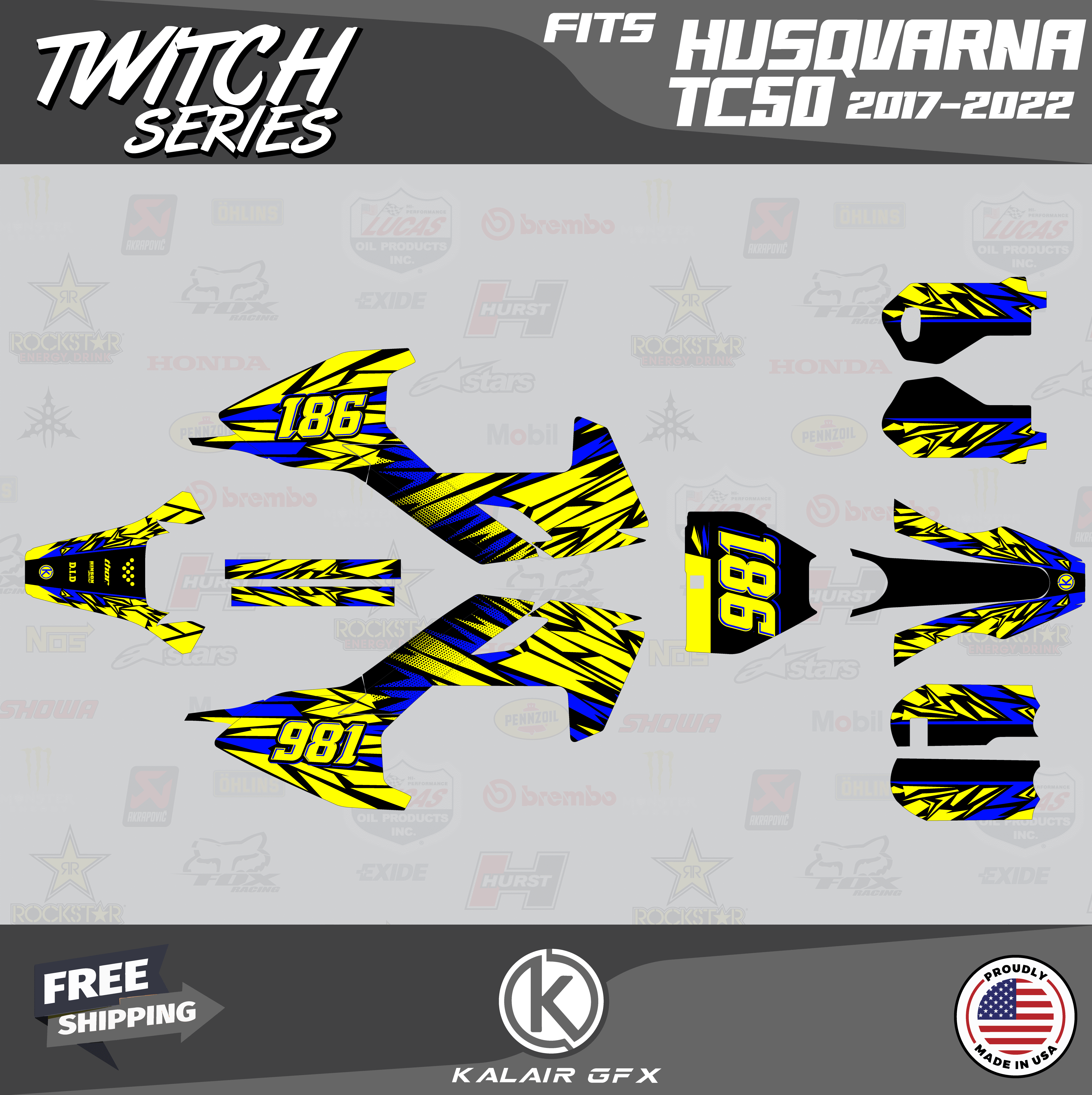 Kalair GFX Graphics Kit for Husqvarna TC50 (2019-2023) Twitch Series ...