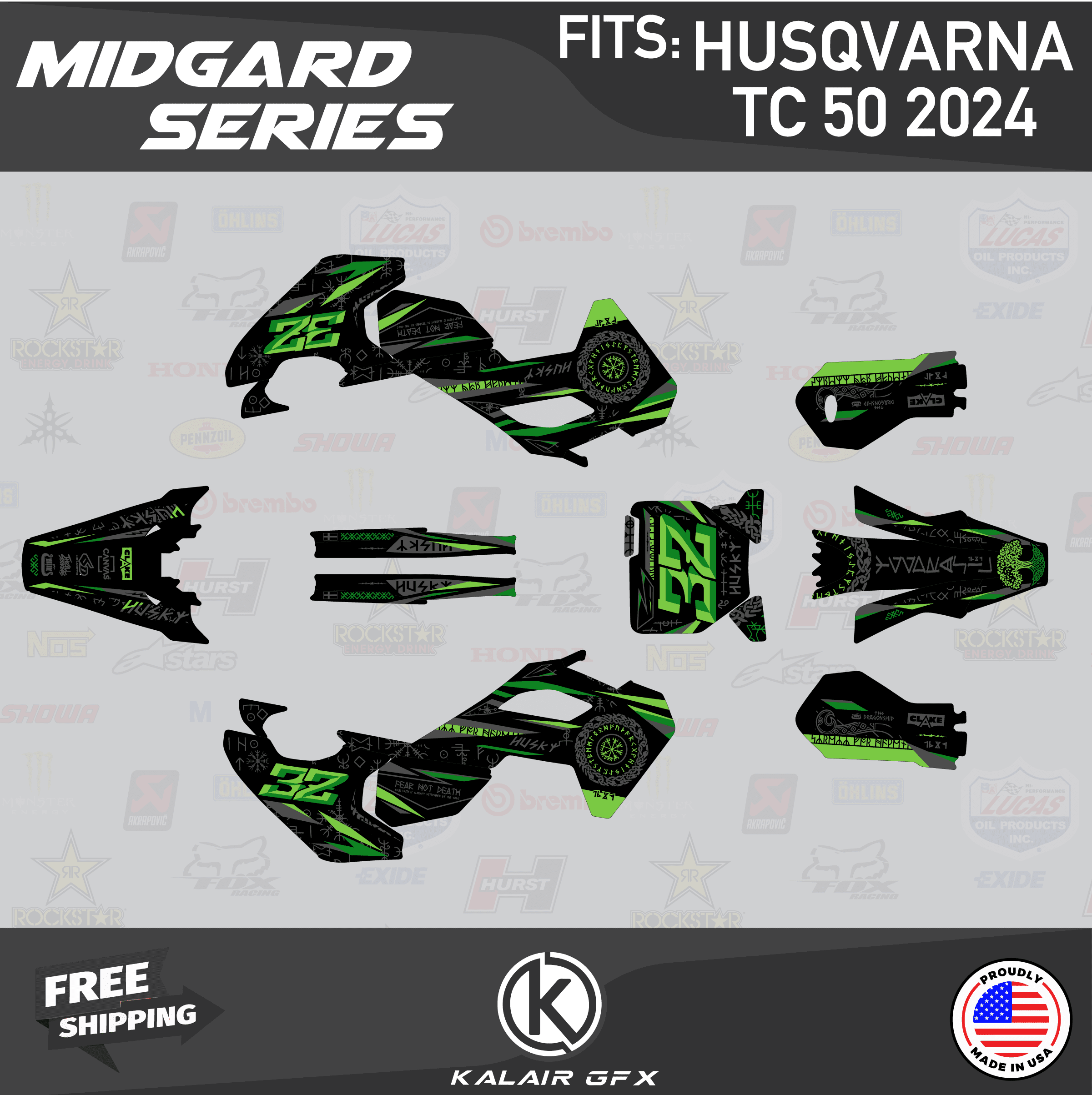 Kalair GFX Graphics Kit for Husqvarna TC50 (2024) Midgard Series ...