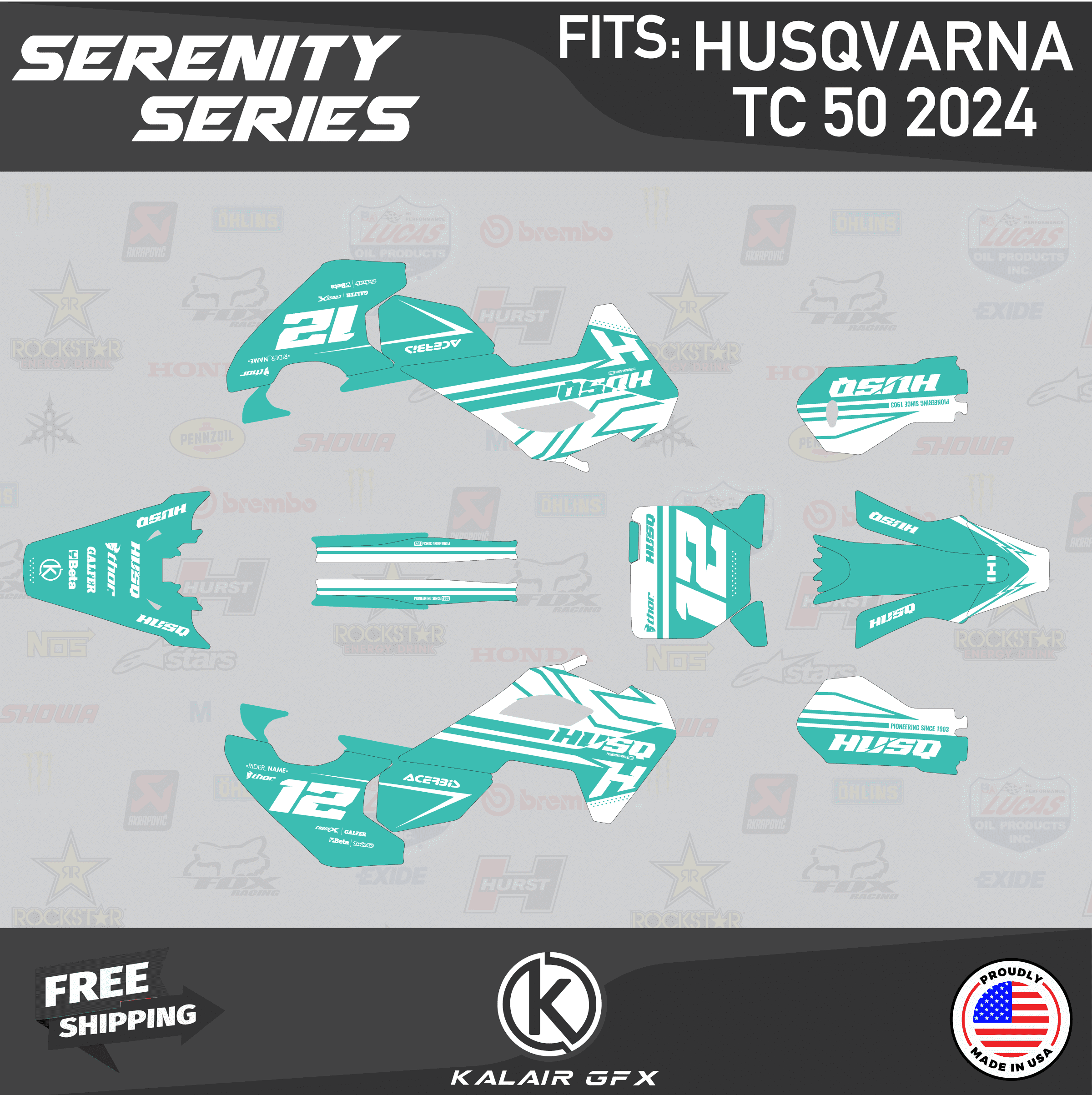 Kalair GFX Graphics Kit for Husqvarna TC50 (2024) Serenity Series ...