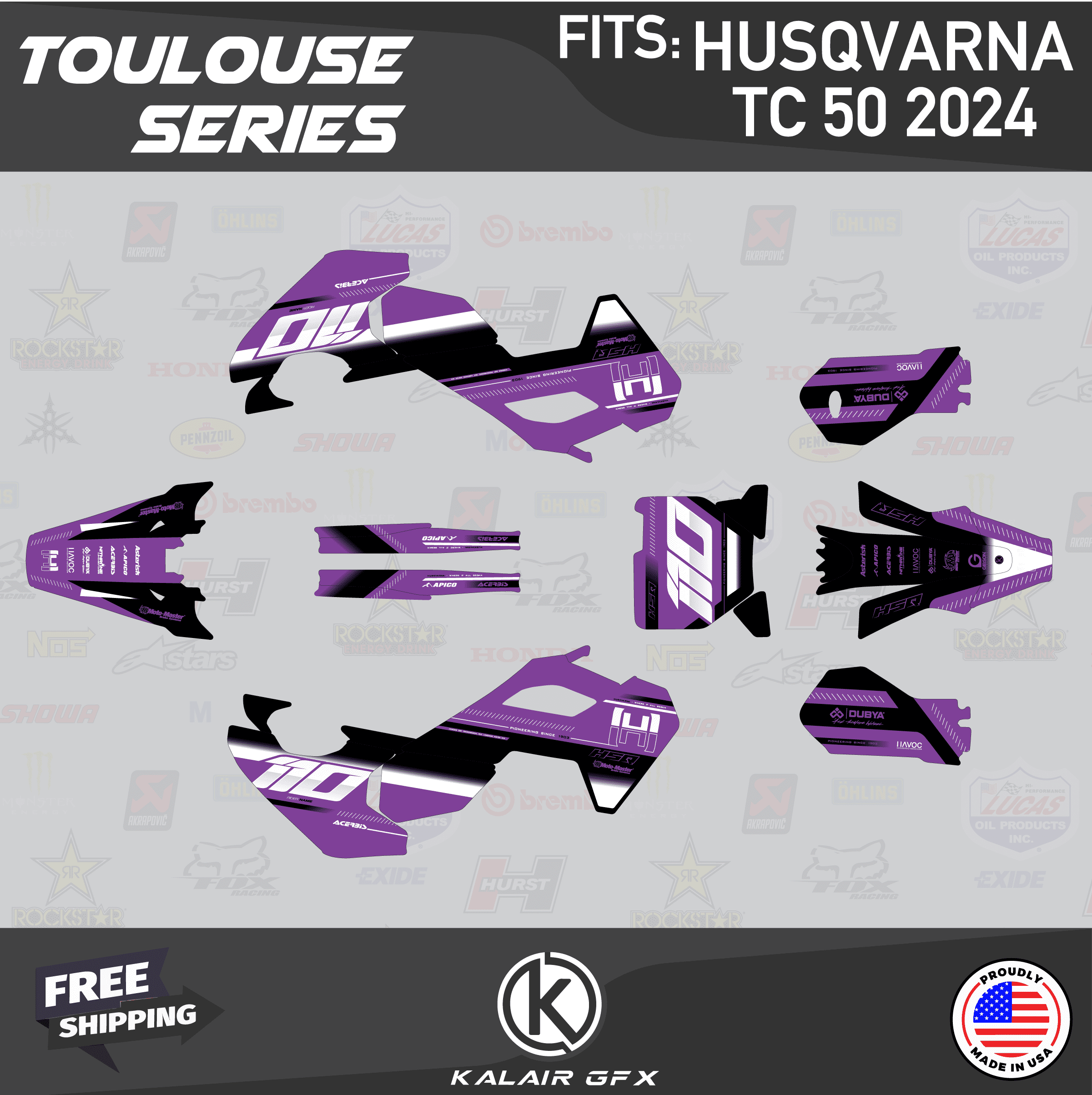 Kalair GFX Graphics Kit for Husqvarna TC50 (2024) Toulouse Series ...