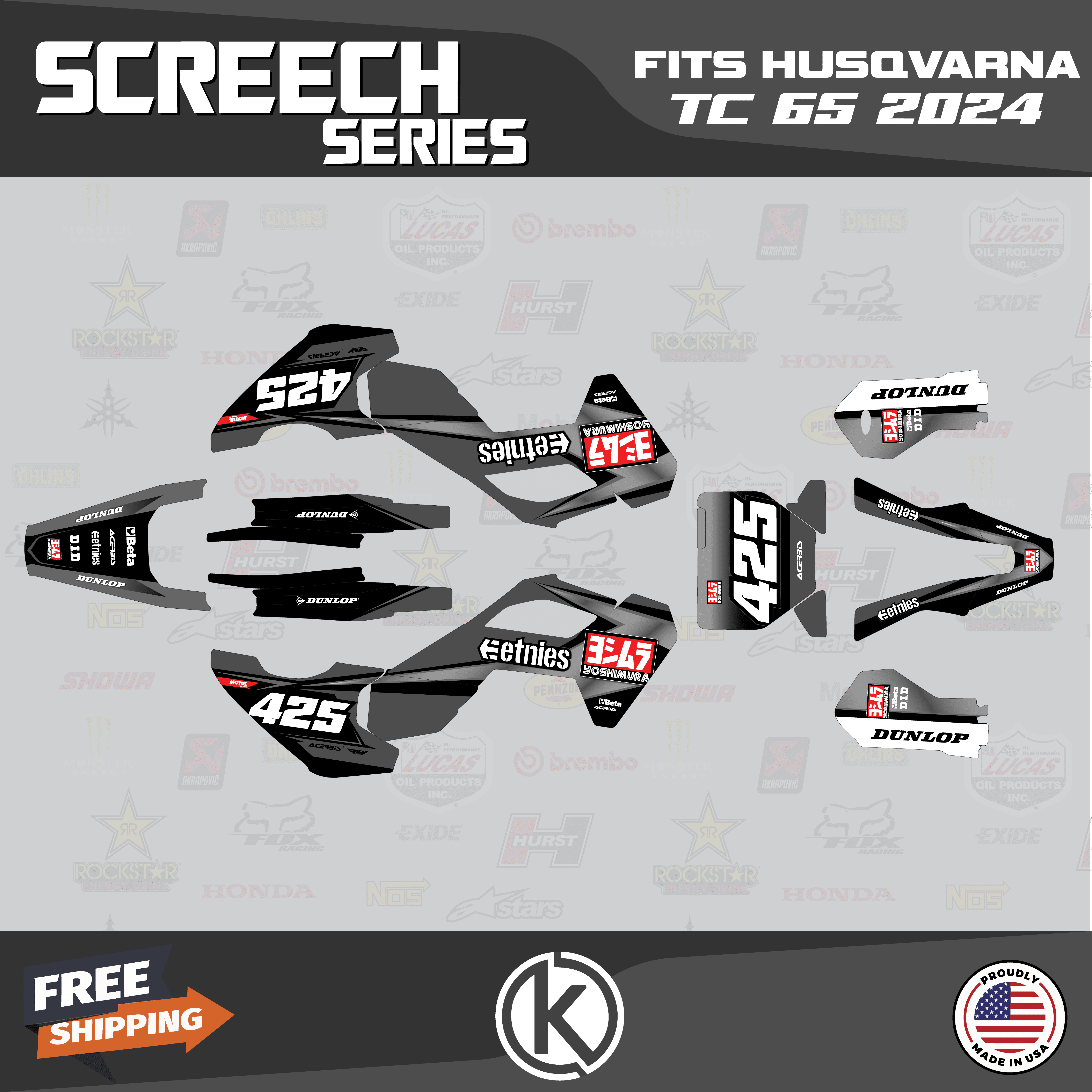 Kalair GFX Graphics Kit for Husqvarna TC65 (2024) Screech Series ...