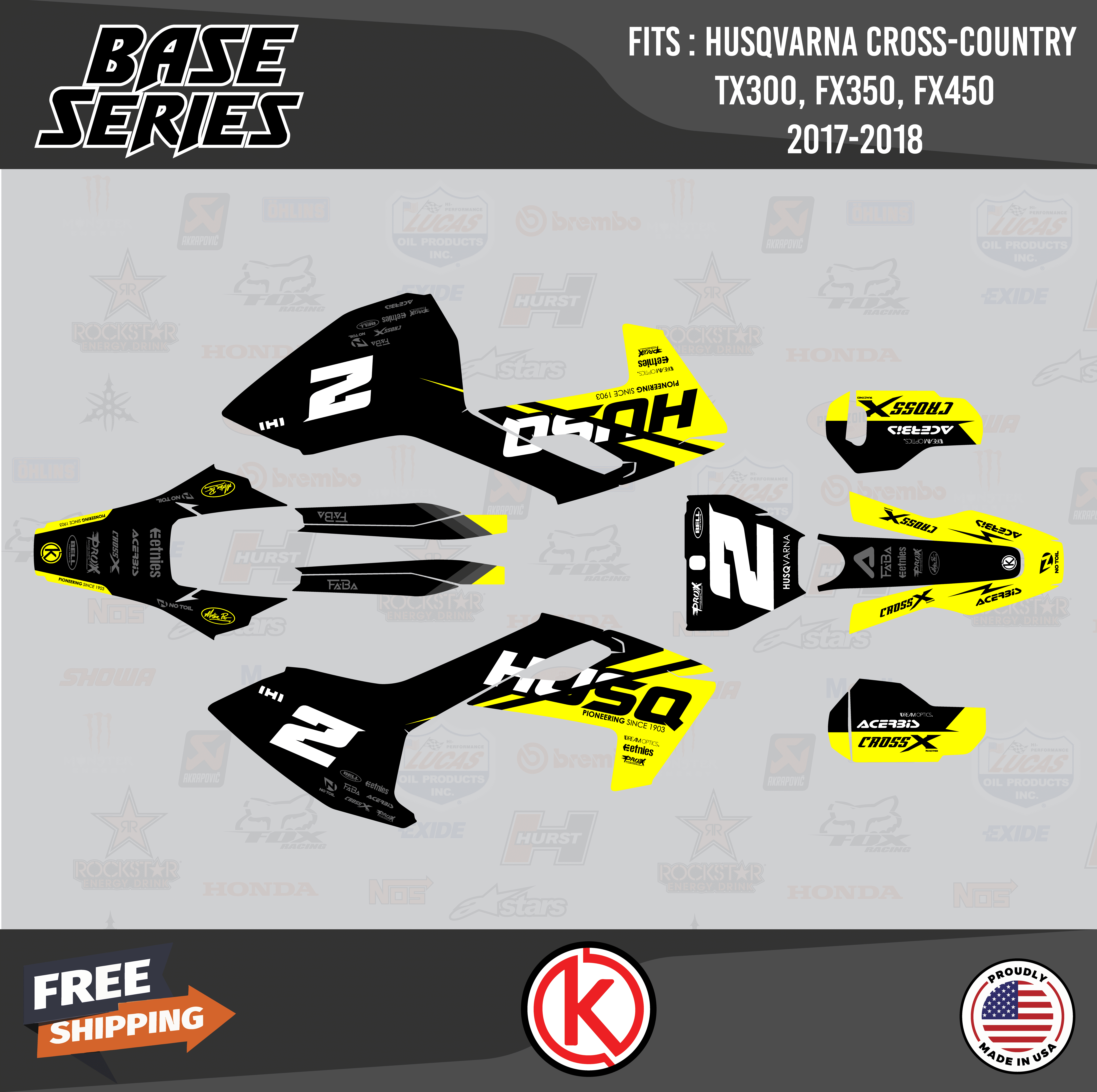 Kalair GFX Graphics Kit for Husqvarna TX300, FX350, and FX450 (2017 ...