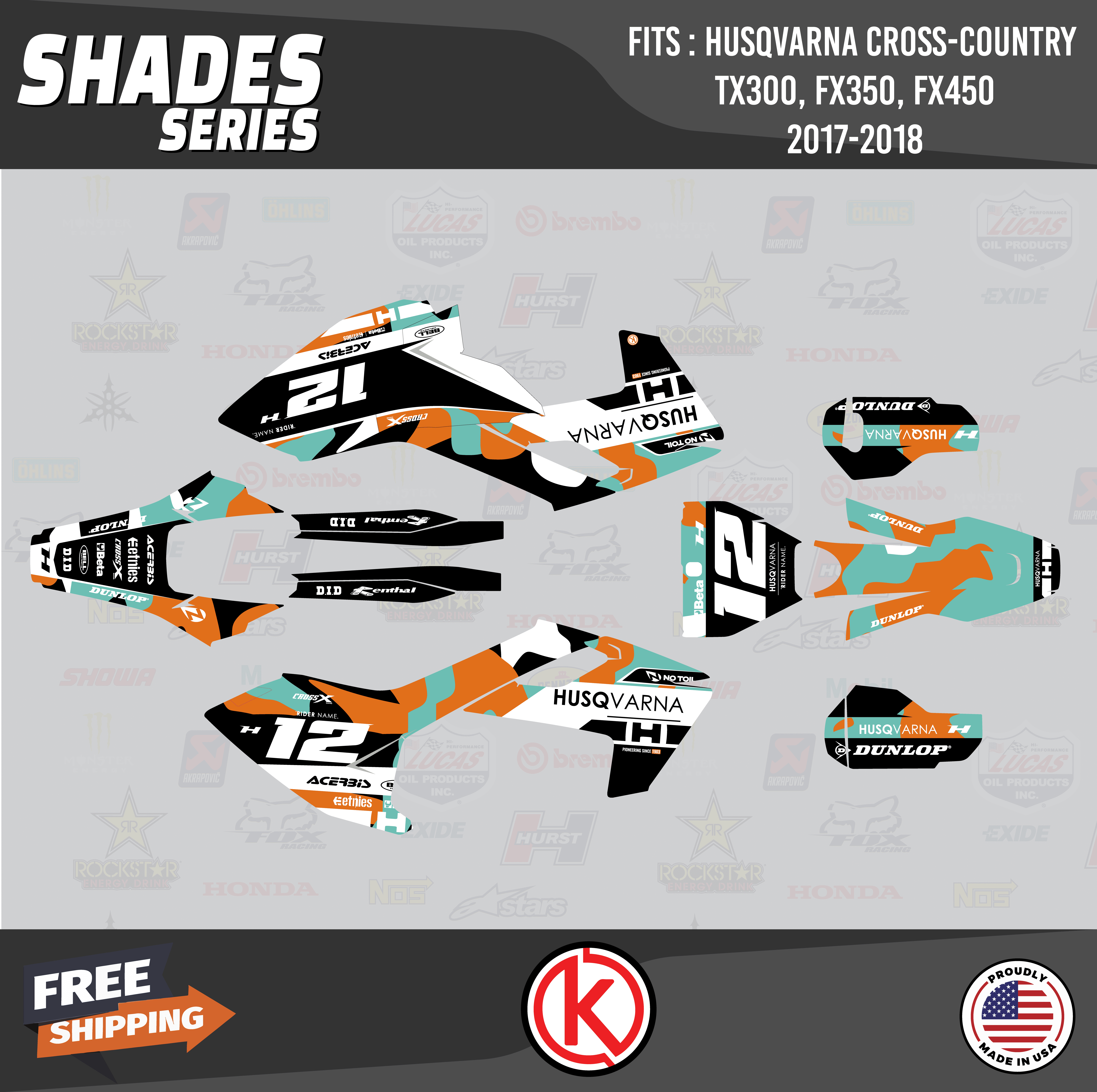 Kalair GFX Graphics Kit for Husqvarna TX300, FX350, and FX450 (2017 ...