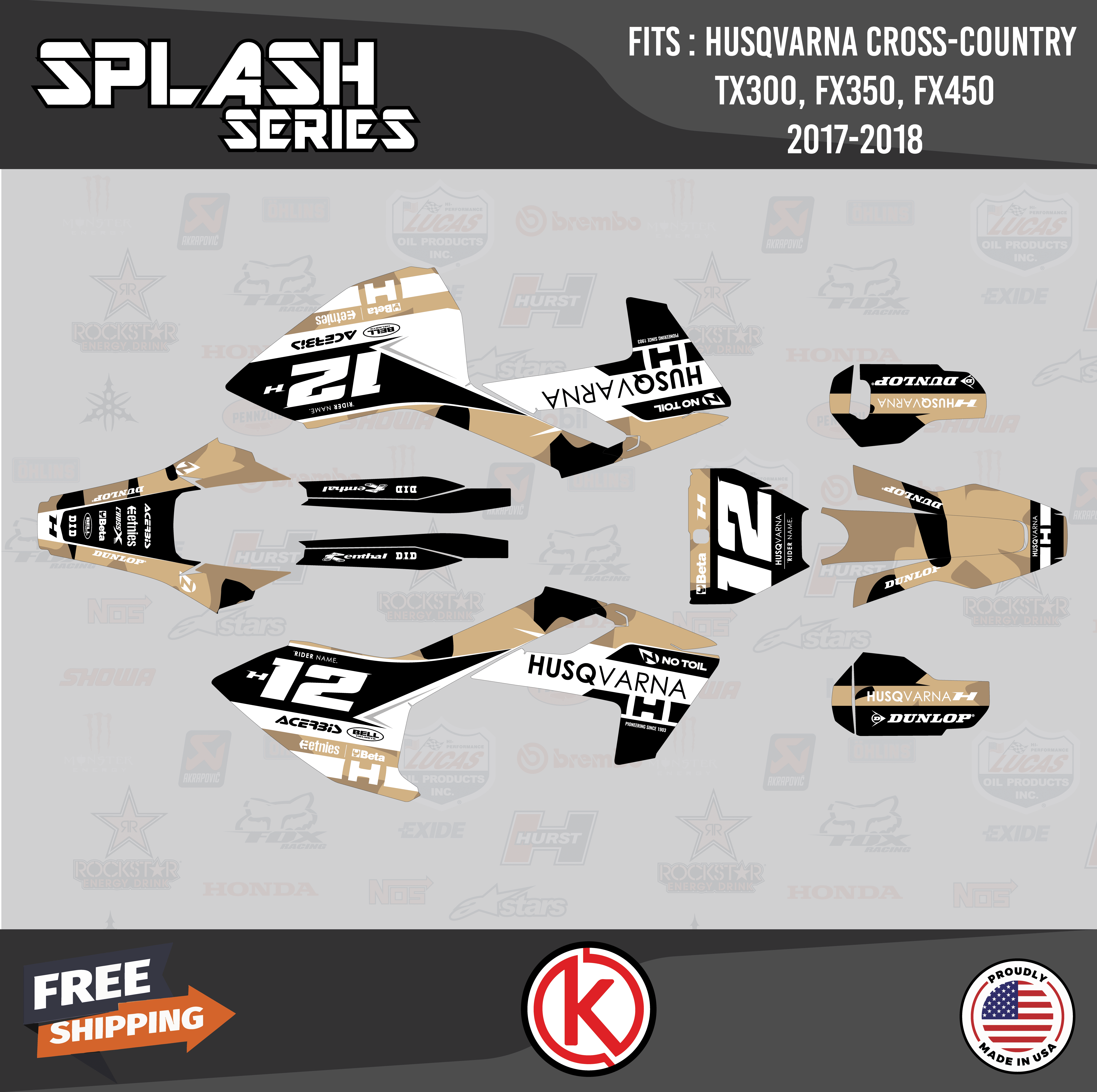 Kalair GFX Graphics Kit for Husqvarna TX300, FX350, and FX450 (2017 ...