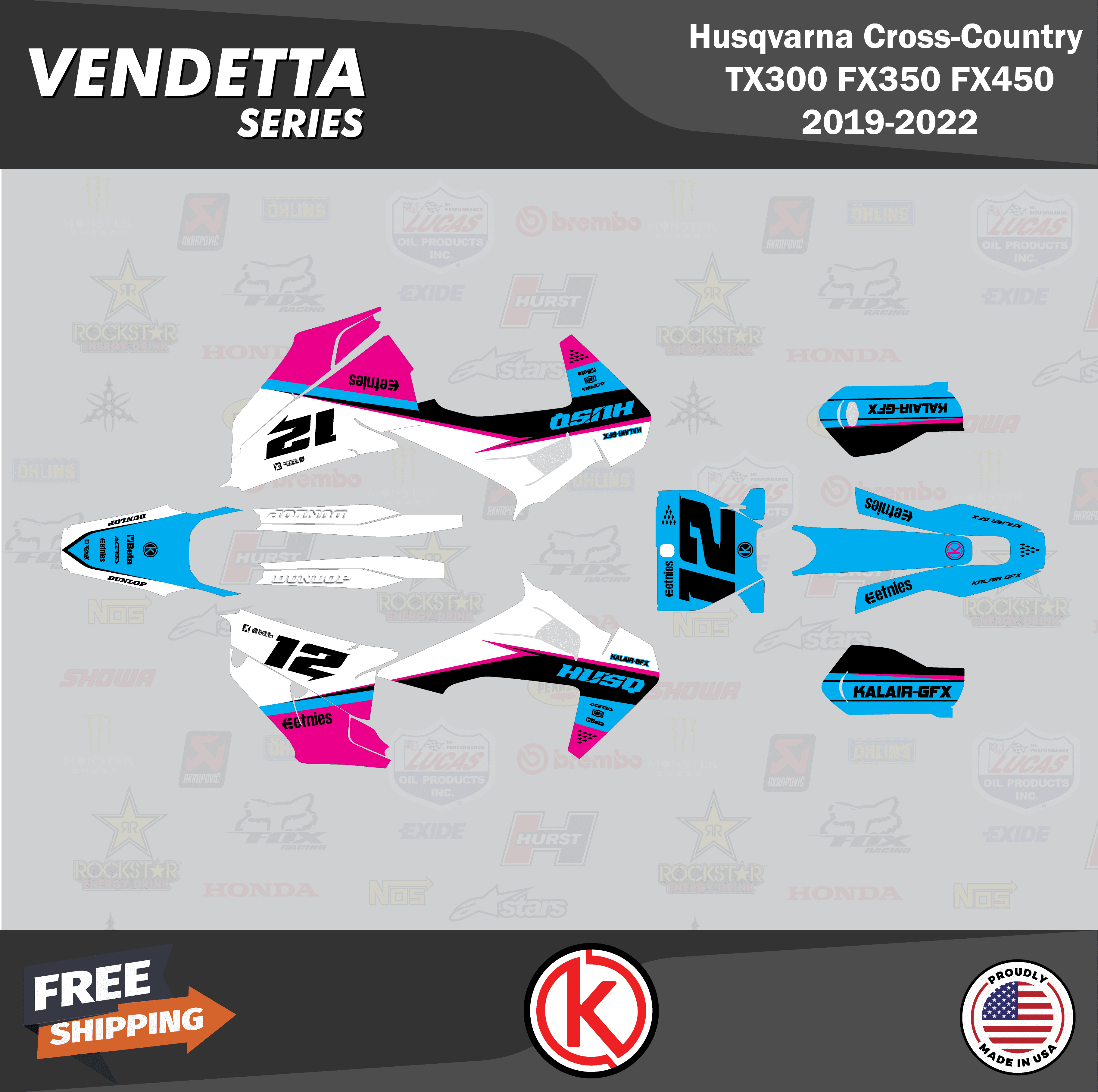 Kalair GFX Graphics Kit for Husqvarna TX300, FX350, and FX450 (2019 ...