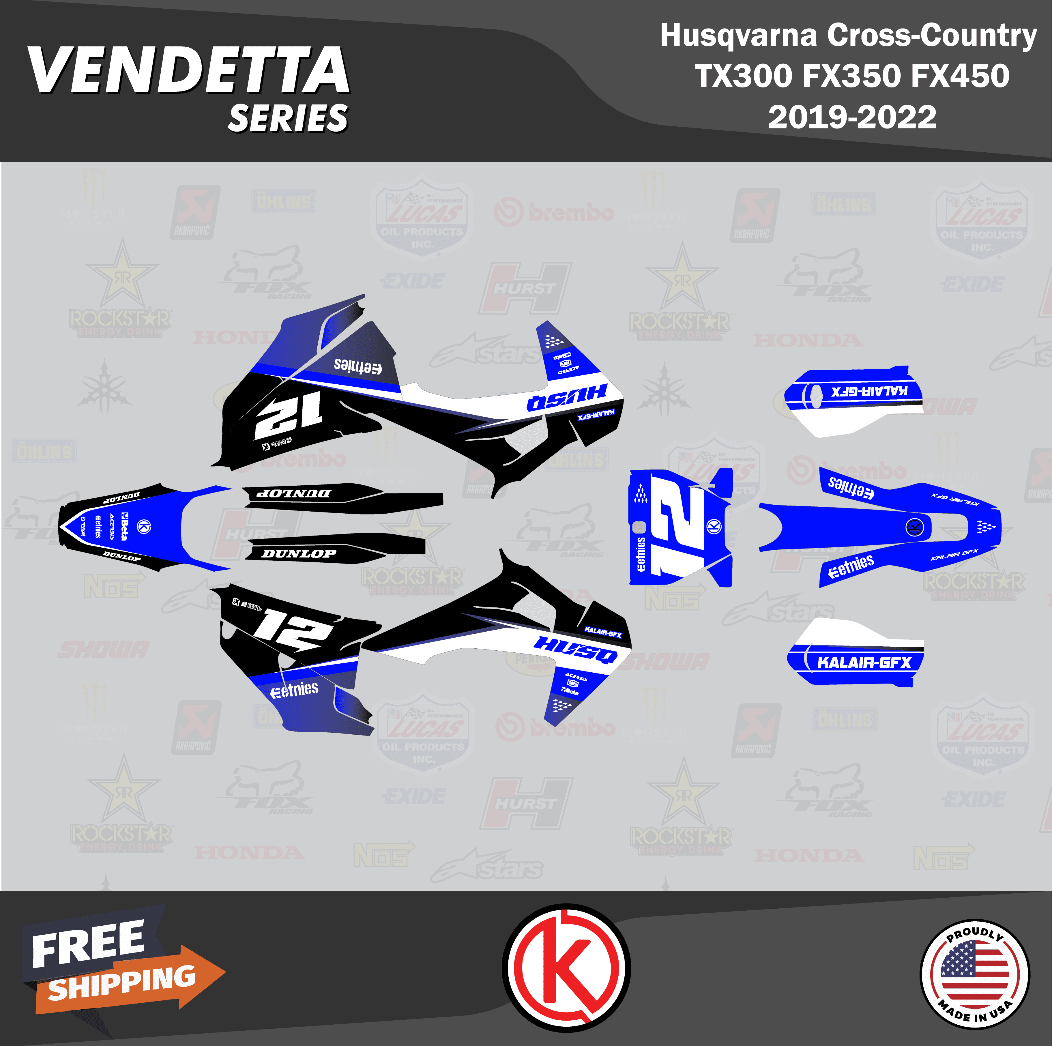 Kalair GFX Graphics Kit for Husqvarna TX300 FX350 FX450 (2019-2022 ...