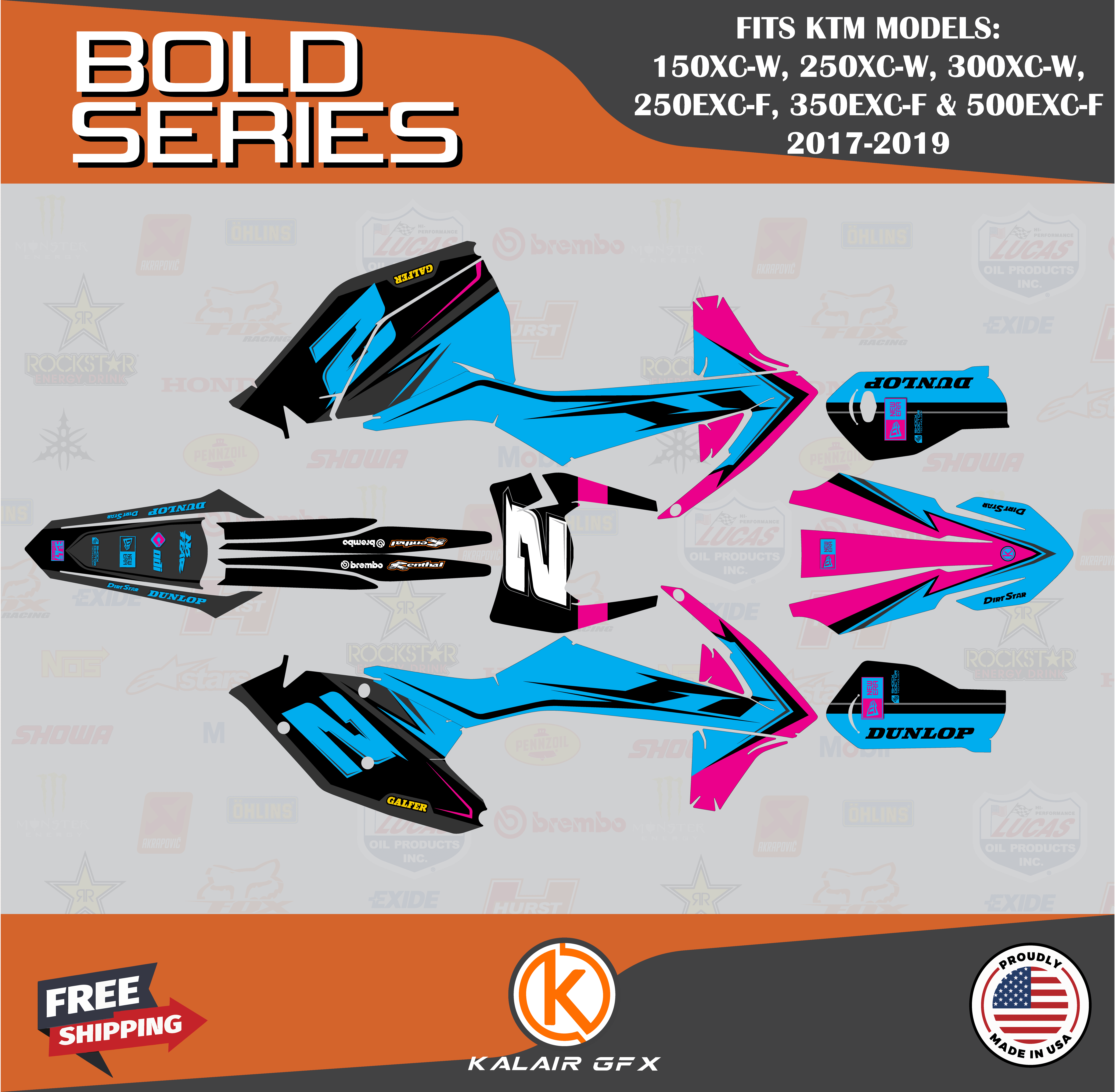 Kalair GFX Graphics Kit for KTM ENDURO 150XC-W, 250XC-W, 300XC-W ...