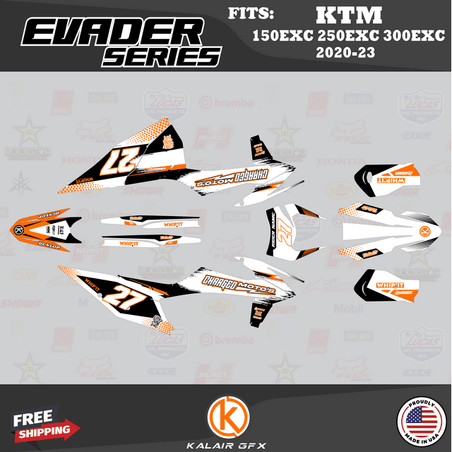 Kalair GFX Graphics Kit for KTM ENDURO 2-STROKE 150EXC,250EXC and 300EXC (2020-2023) Evader ...