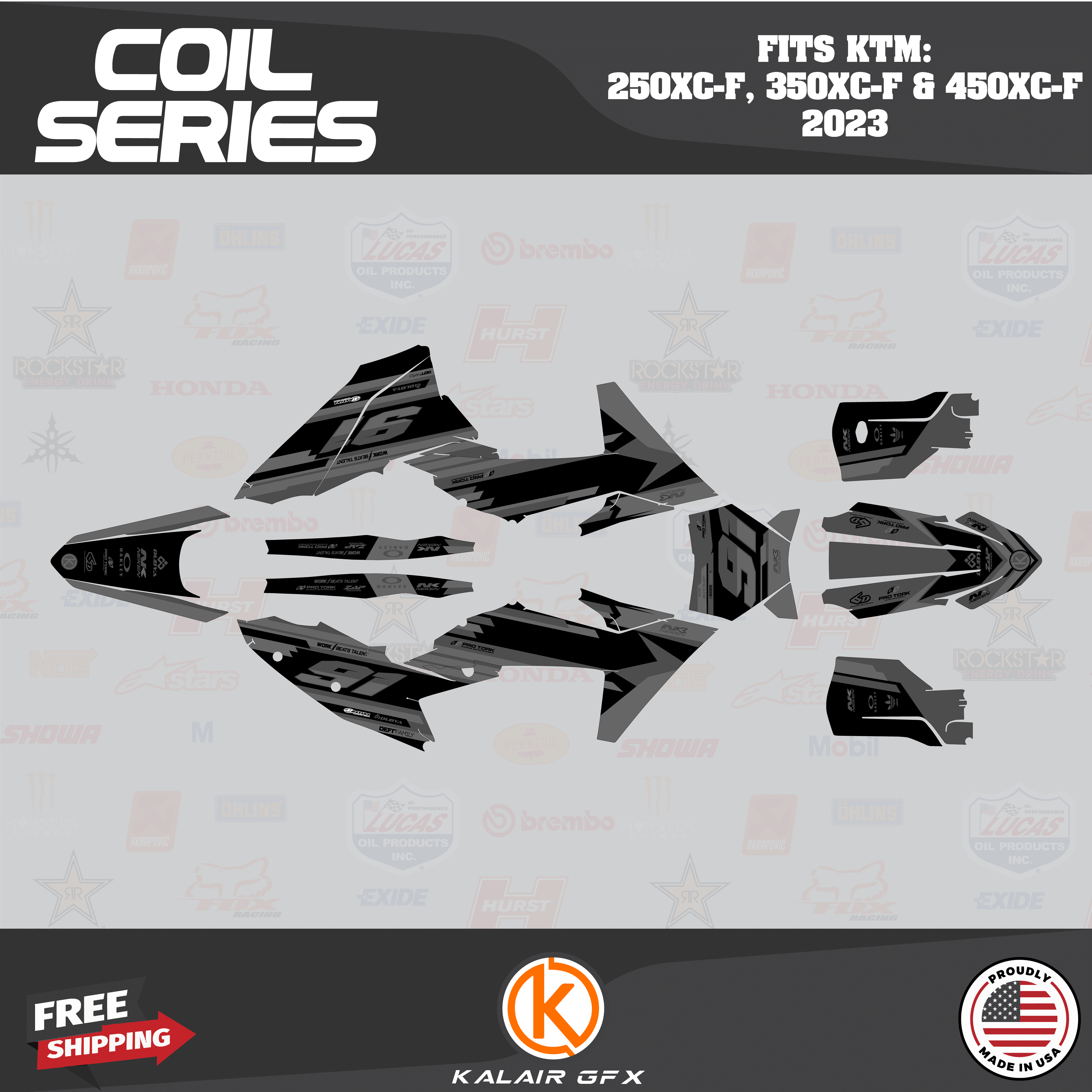 Kalair GFX Graphics Kit for KTM ENDURO 4-STROKE 250XC-F, 350XC-F and ...