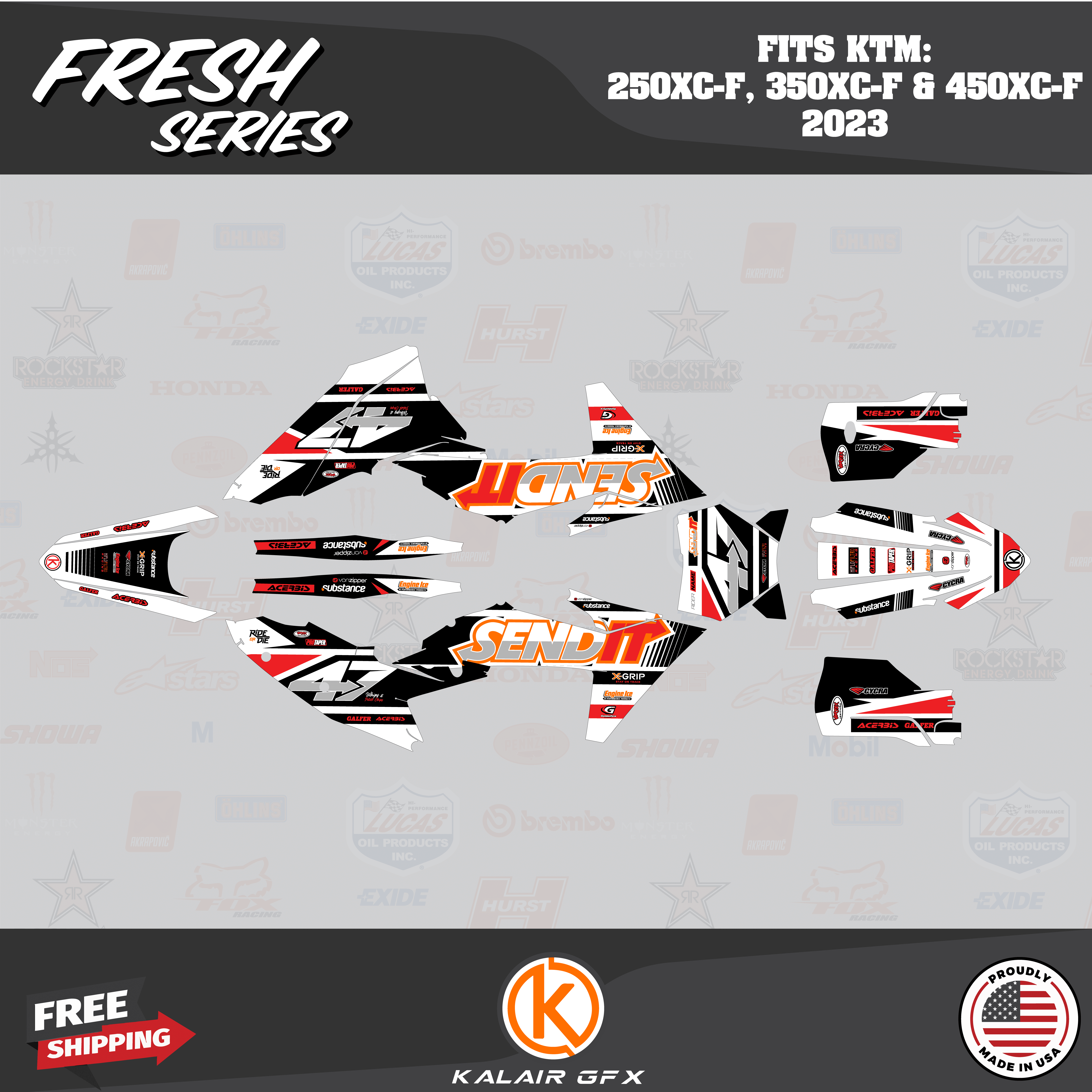 Kalair GFX Graphics Kit for KTM ENDURO 4-STROKE 250XC-F, 350XC-F and ...