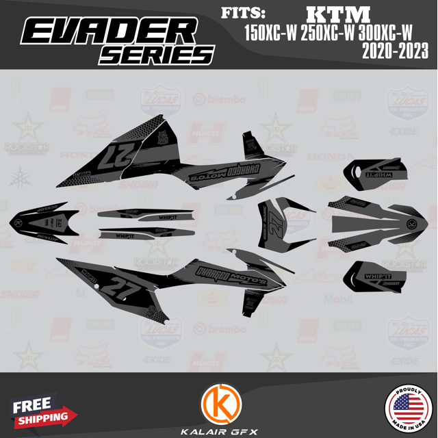 Kalair GFX Graphics Kit for KTM Enduro 2-Stroke 150XC-W,250XC-W, and ...