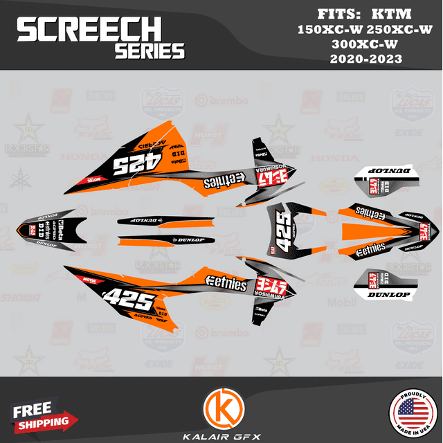 Kalair GFX Graphics Kit for KTM Enduro 2-Stroke 150XC-W,250XC-W, and ...