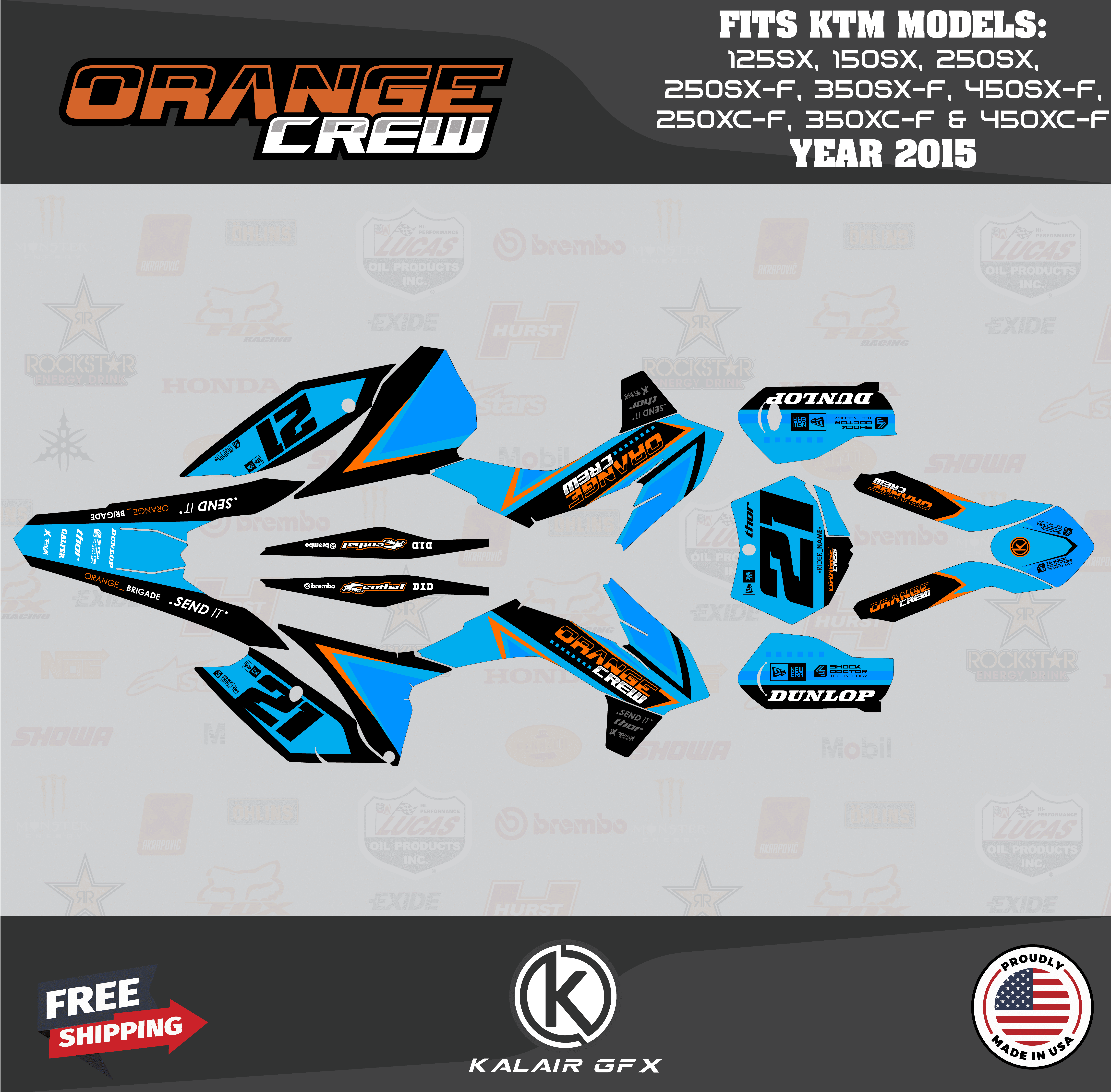 Kalair GFX Graphics Kit for KTM Motocross 2-STROKE 125SX,150SX and ...