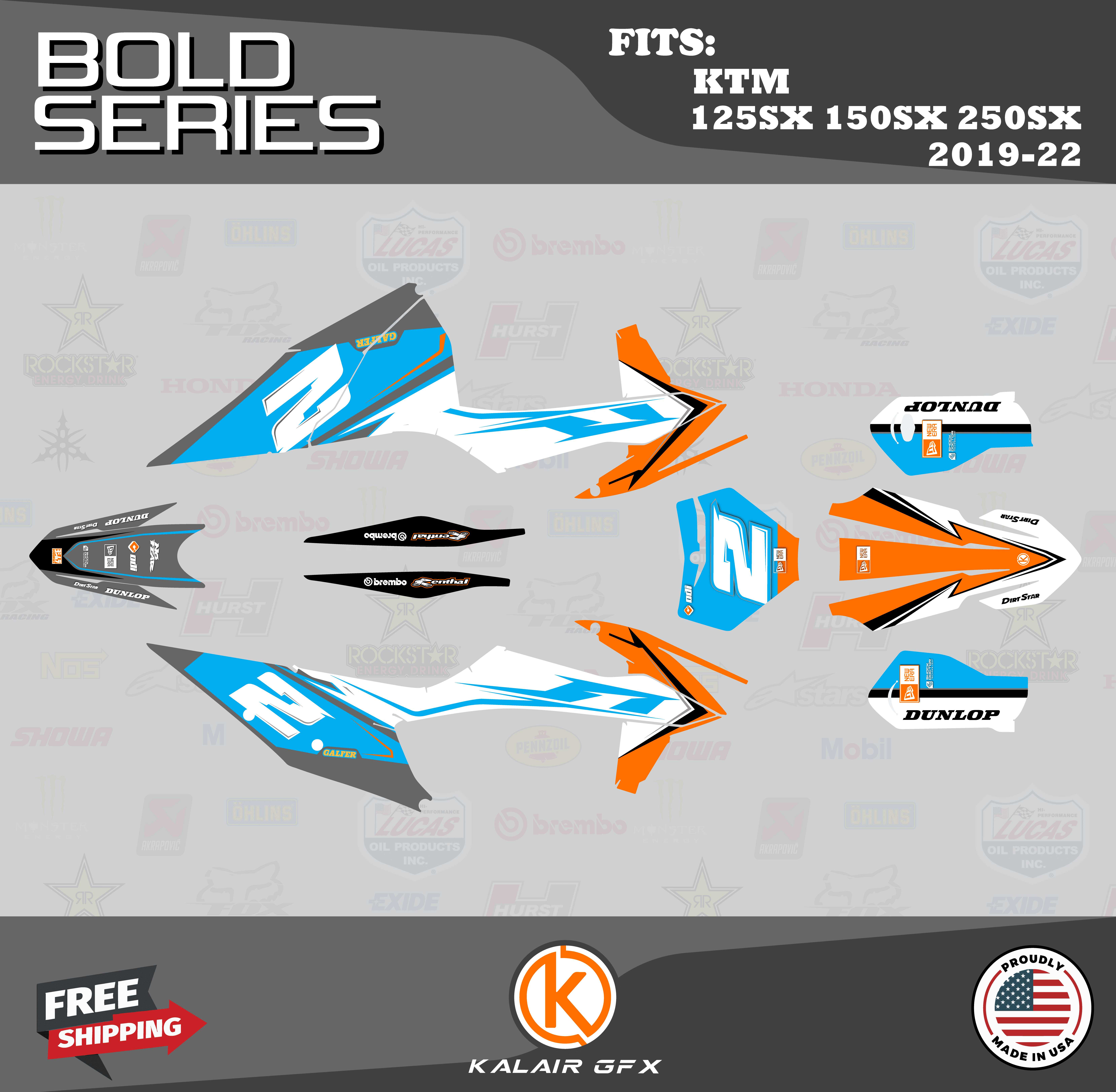 Kalair GFX Graphics Kit for KTM Motocross 2-Stroke 125SX,150SX and ...