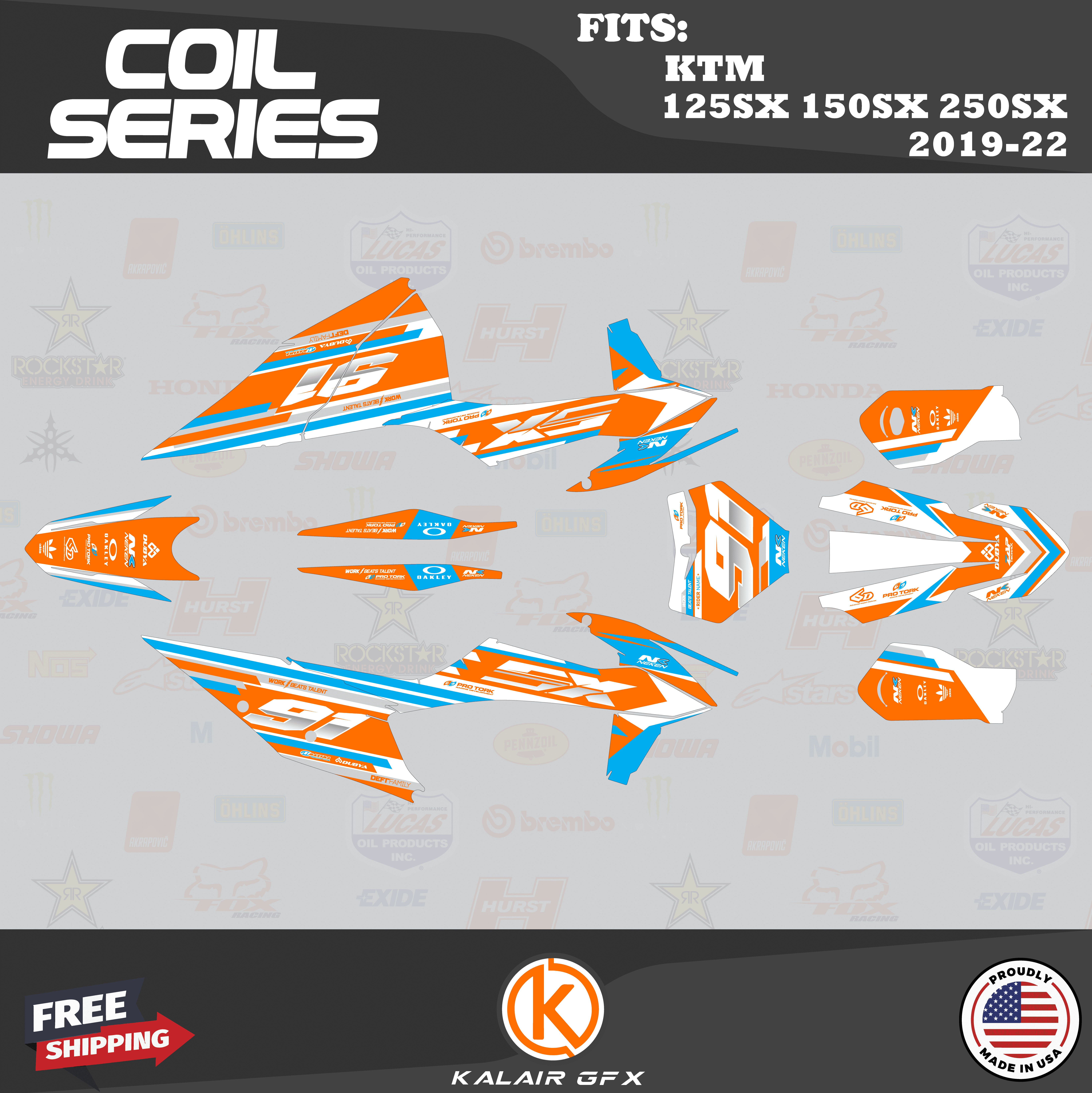 Kalair GFX Graphics Kit for KTM Motocross 2-Stroke 125SX,150SX and ...