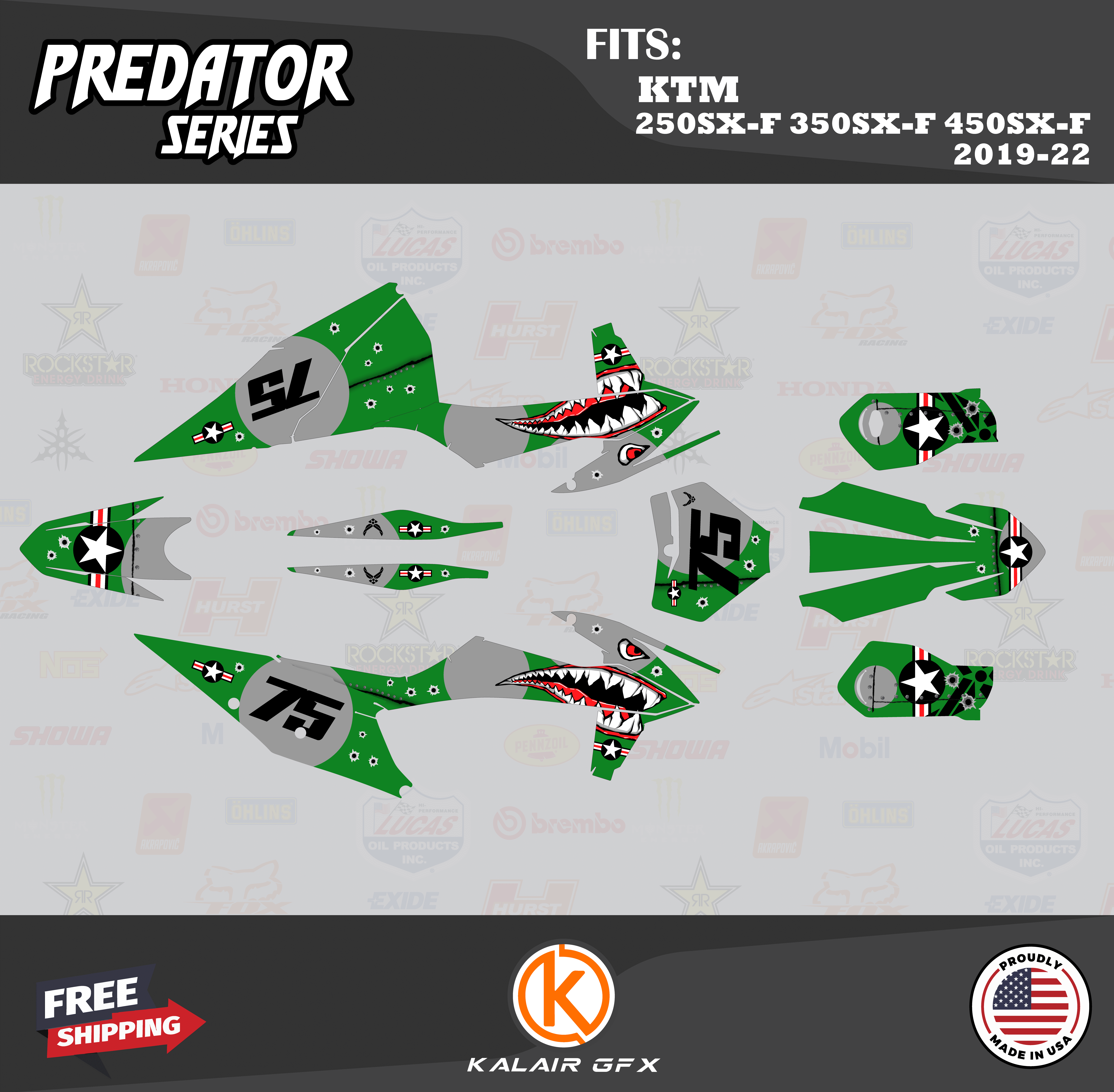 Kalair GFX Graphics Kit for KTM Motocross 4-STROKE 250SX-F, 350SX-F and ...