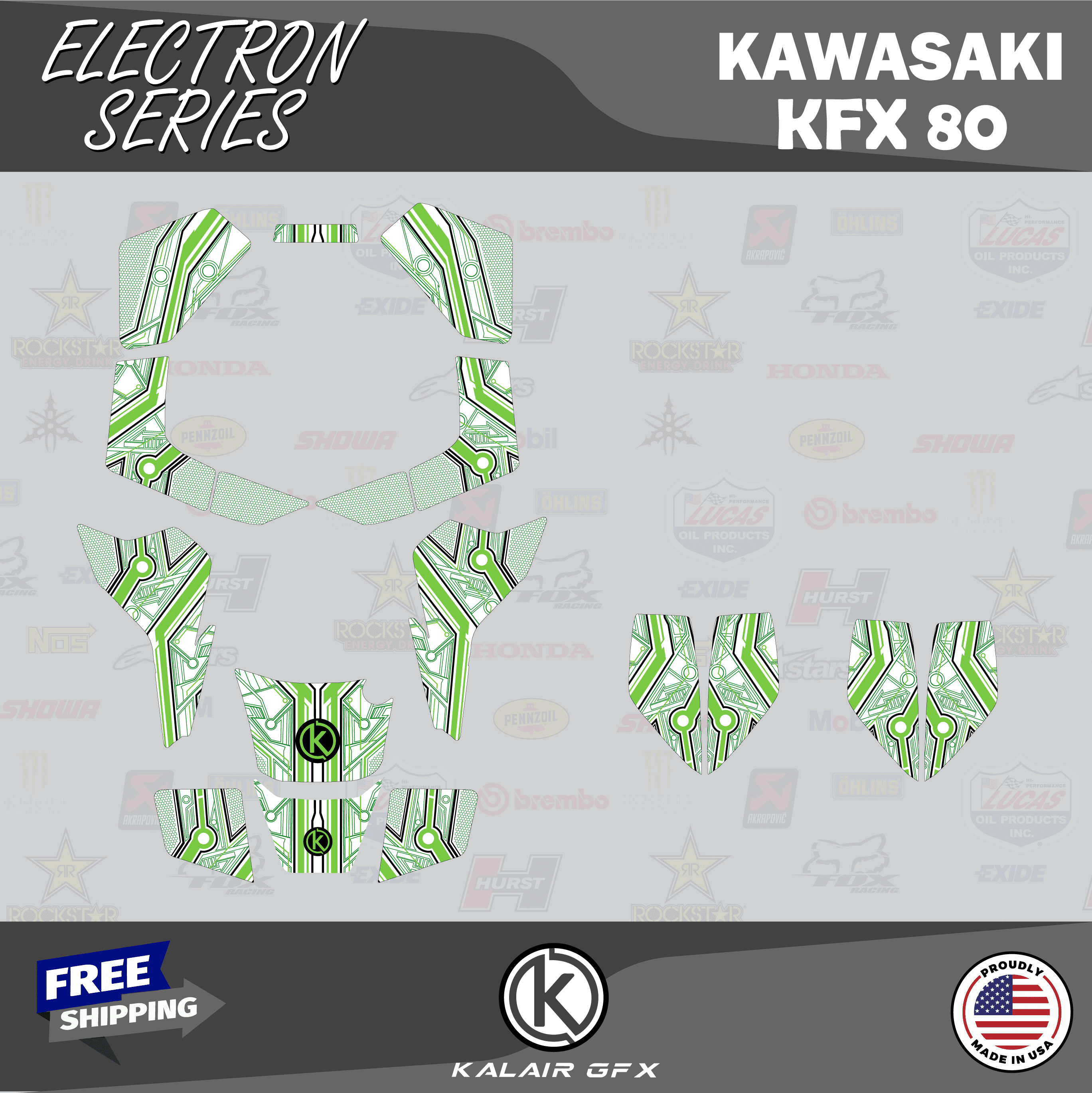 Kalair GFX Graphics Kit for Kawasaki ATV KFX 80 (2003-2006) Electron ...