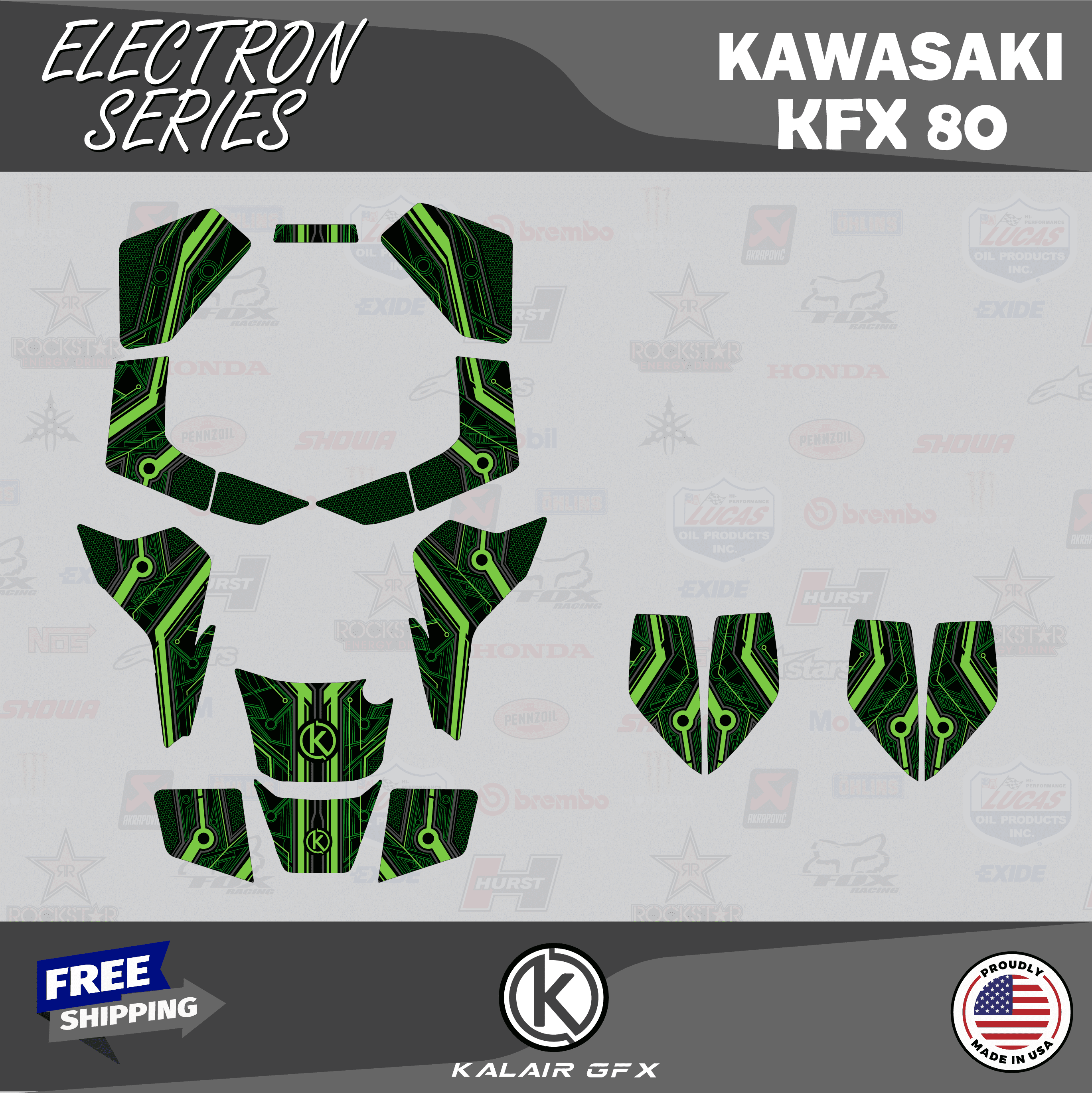 Kalair GFX Graphics Kit for Kawasaki ATV KFX 80 (2003-2006) Electron ...