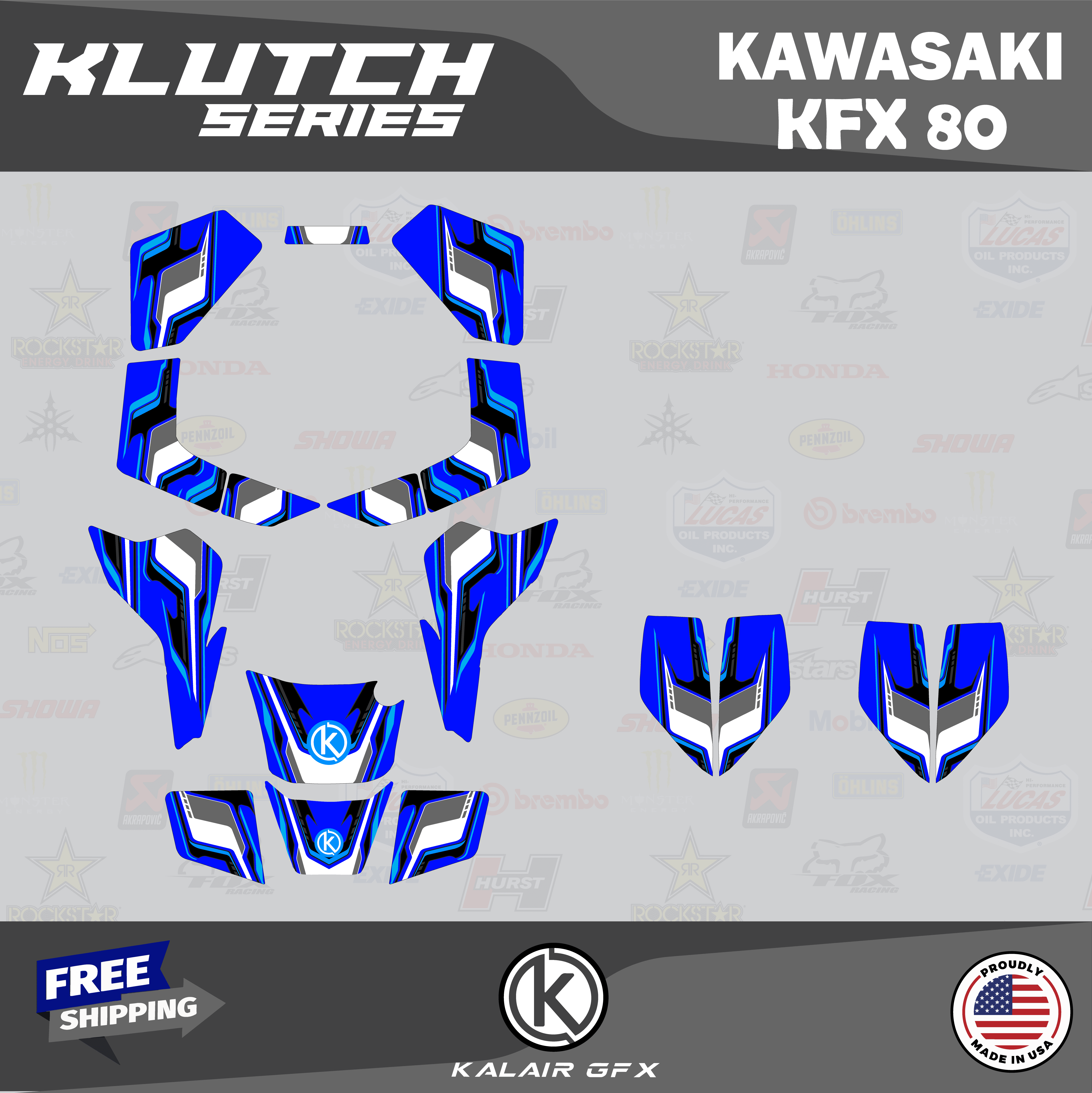 Kalair GFX Graphics Kit for Kawasaki ATV KFX 80 (2003-2006) Klutch ...