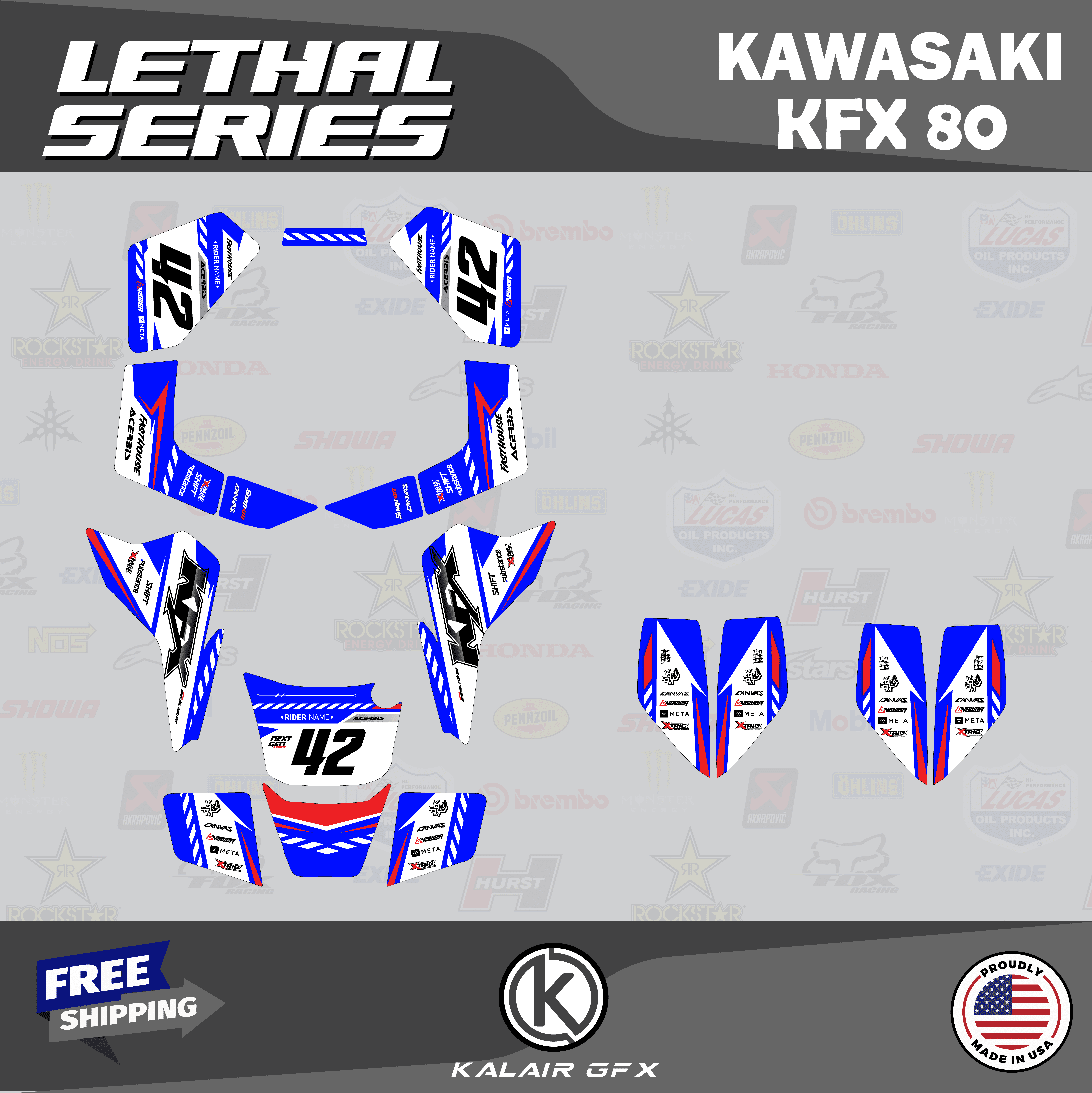 Kalair GFX Graphics Kit for Kawasaki ATV KFX 80 (2003-2006) Lethal ...