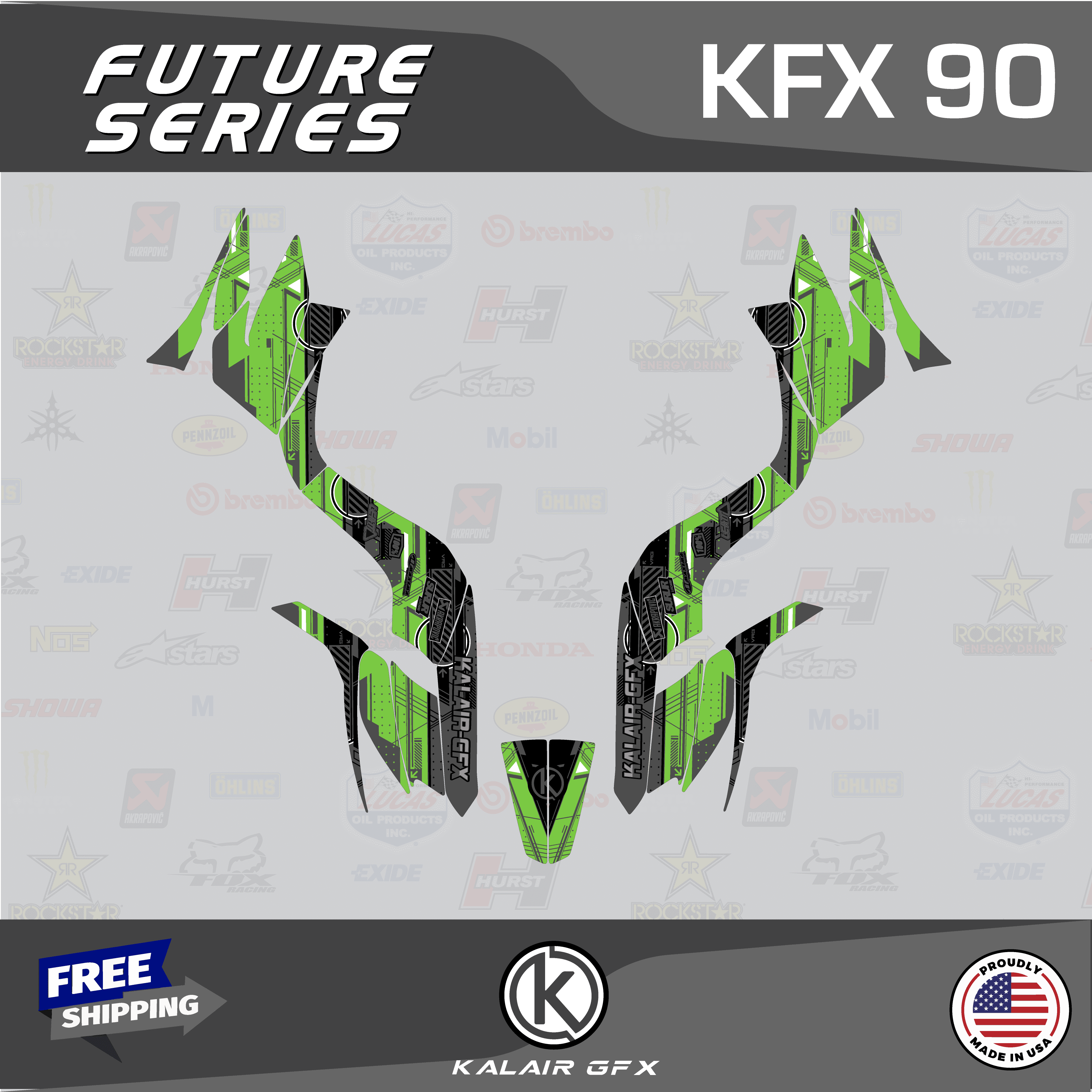 Kalair GFX Graphics Kit for Kawasaki ATV KFX 90 (2007-2022) Future ...