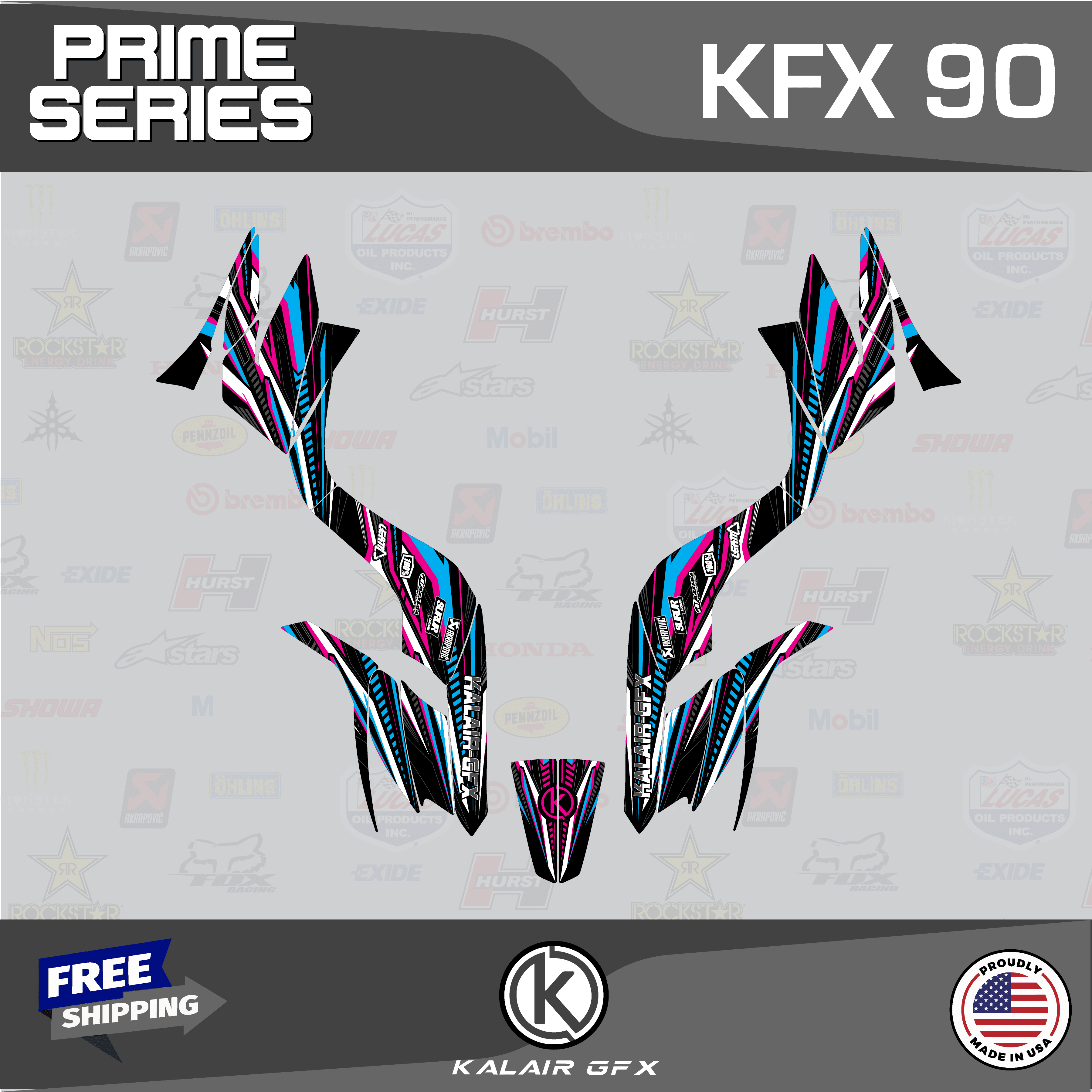 Kalair GFX Graphics Kit for Kawasaki ATV KFX 90 (2007-2022) Prime ...