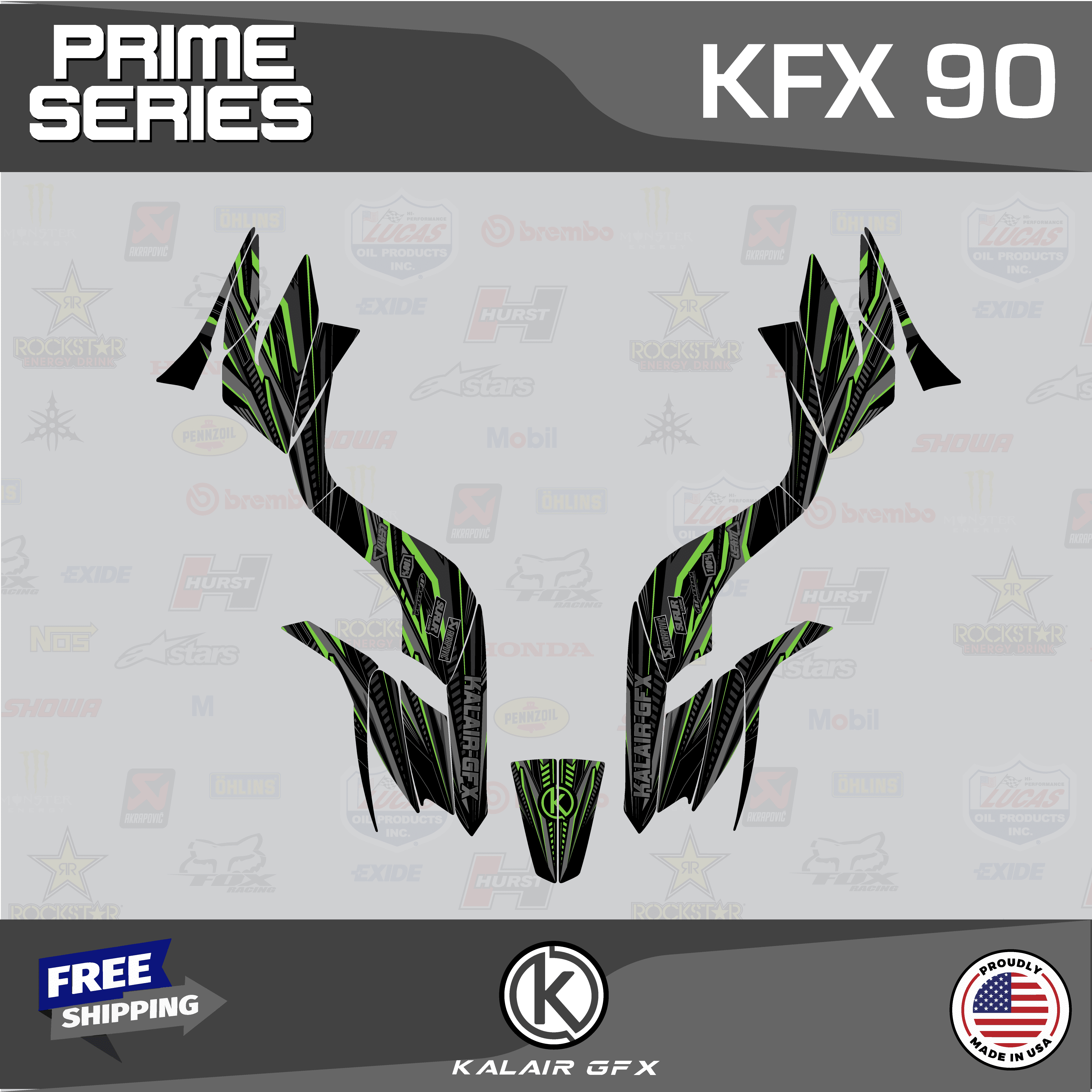 Kalair GFX Graphics Kit for Kawasaki ATV KFX 90 (2007-2022) Prime ...