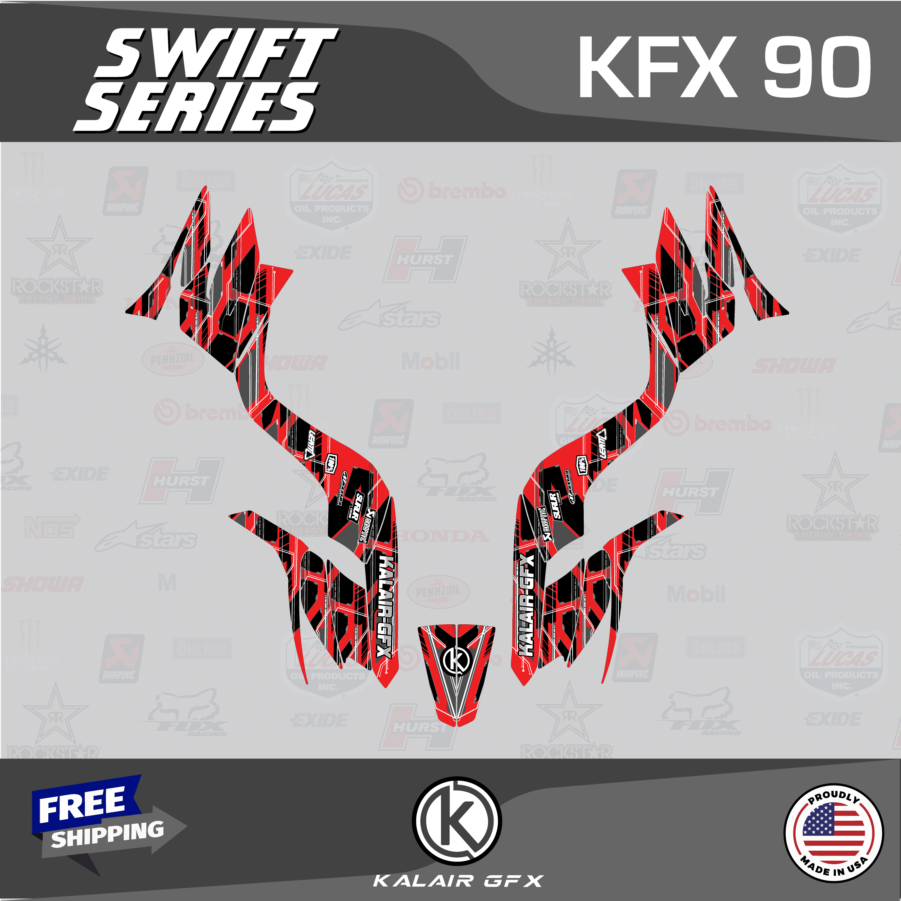 Kalair GFX Graphics Kit for Kawasaki ATV KFX 90 (2007-2022) Swift ...
