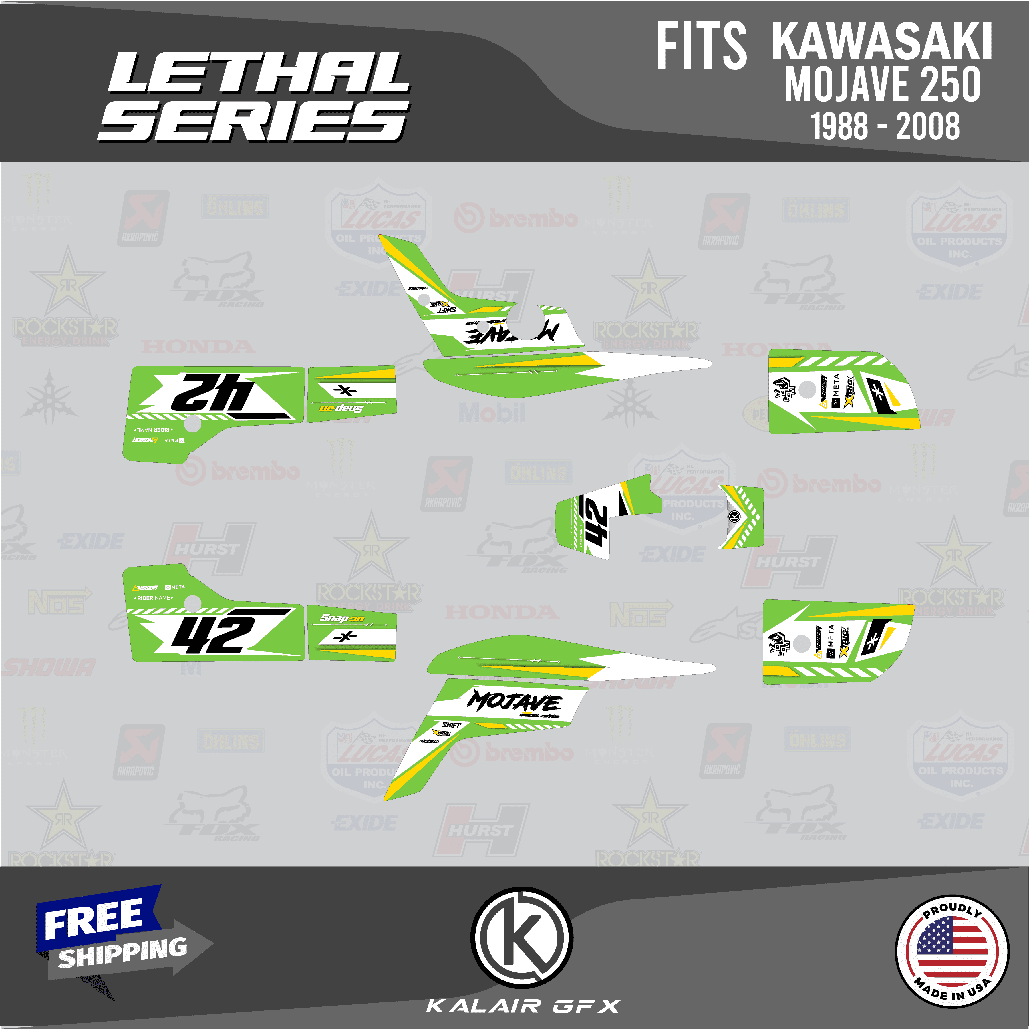 Kalair GFX Graphics Kit for Kawasaki ATV Mojave 250 Lethal Series ...