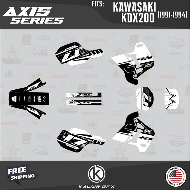 Kalair GFX Graphics Kit for Kawasaki KDX200 (1991-1994) Axis Series ...