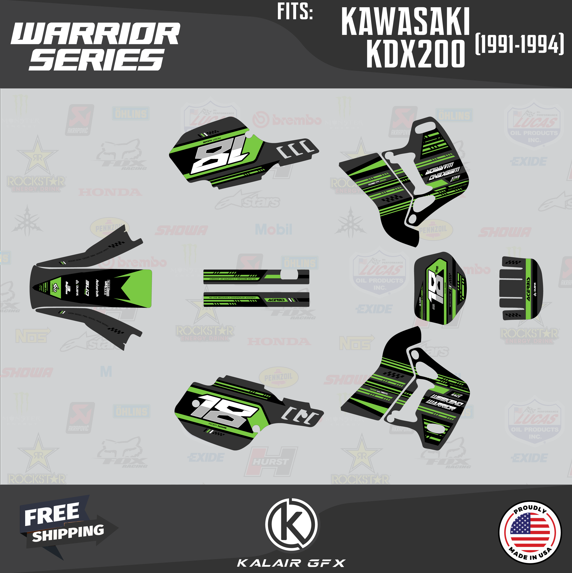 Kalair GFX Graphics Kit for Kawasaki KDX200 (1991-1994) Warrior Series ...