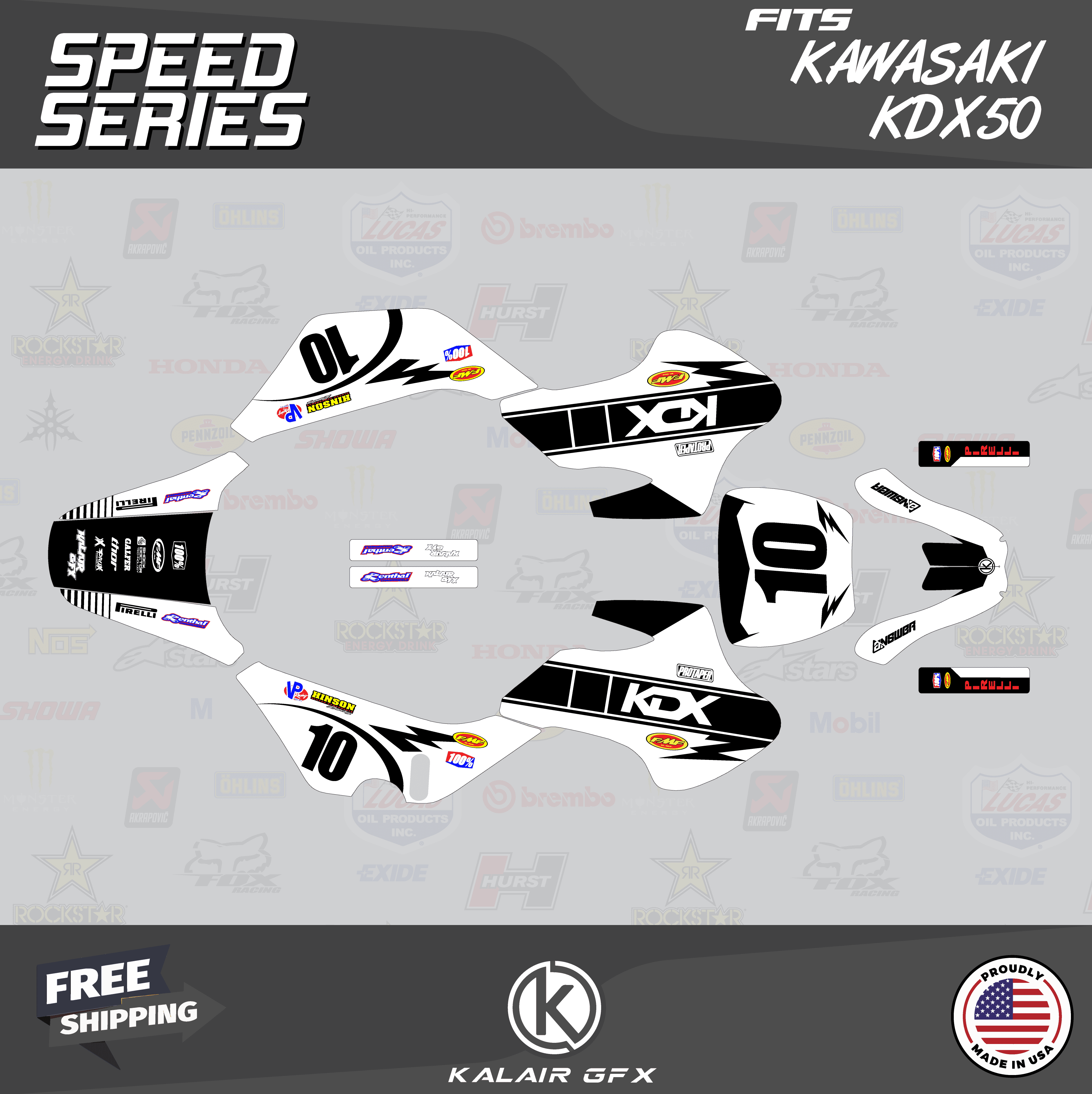 Kalair GFX Graphics Kit for Kawasaki KDX50 (All Years) Speed Series ...