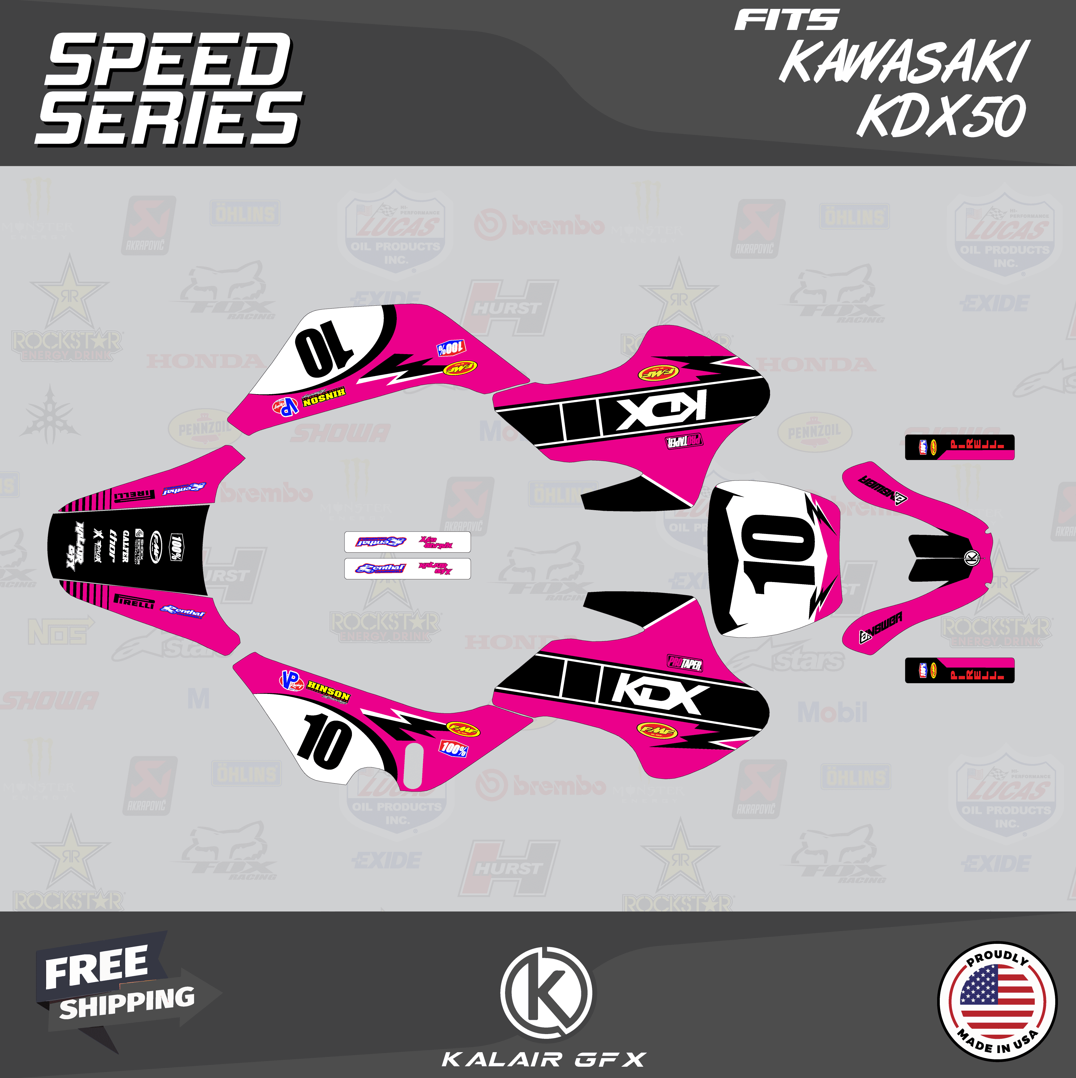 Kalair GFX Graphics Kit for Kawasaki KDX50 (All Years) Speed Series ...