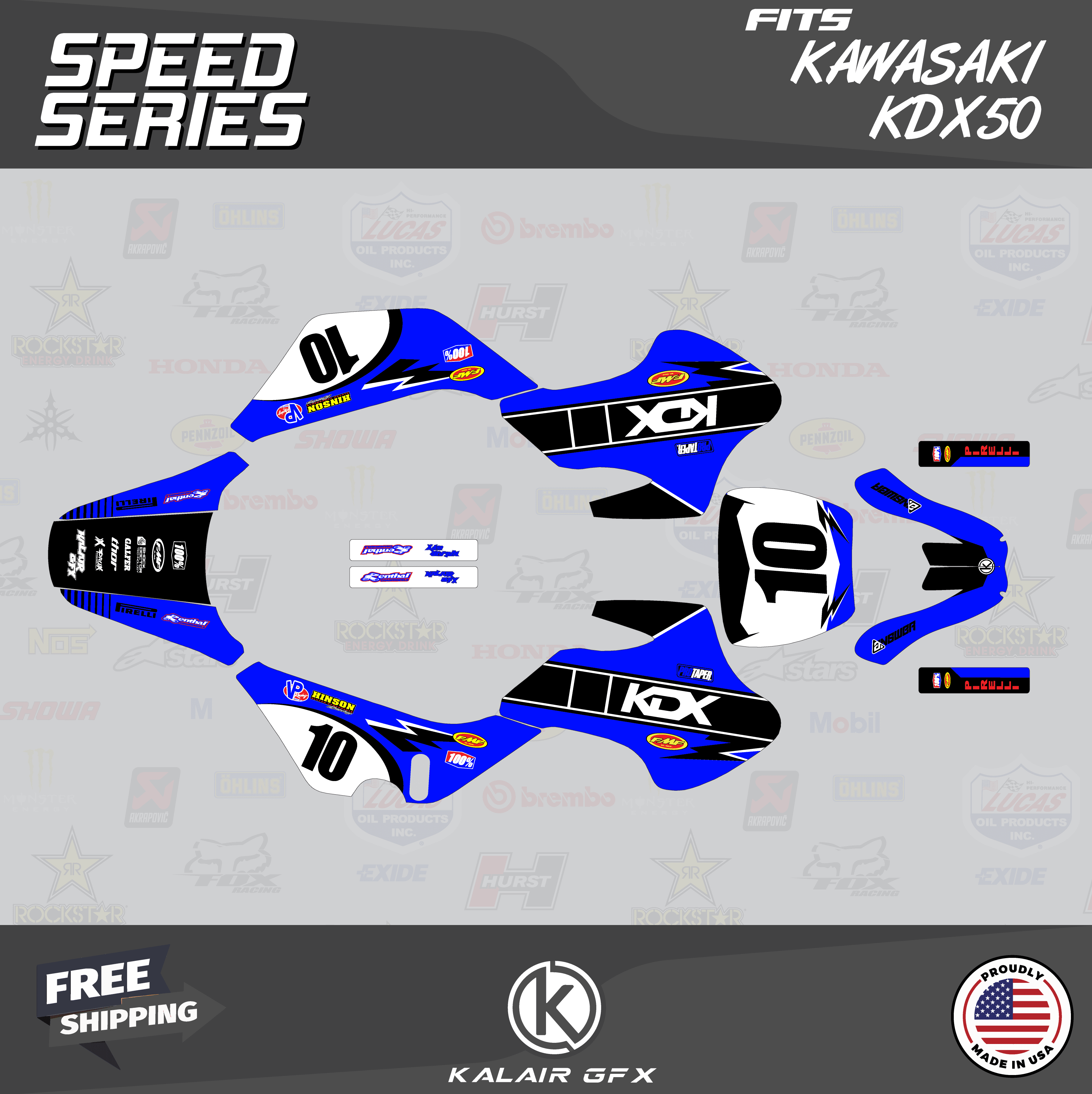 Kalair GFX Graphics Kit for Kawasaki KDX50 (All Years) Speed Series ...