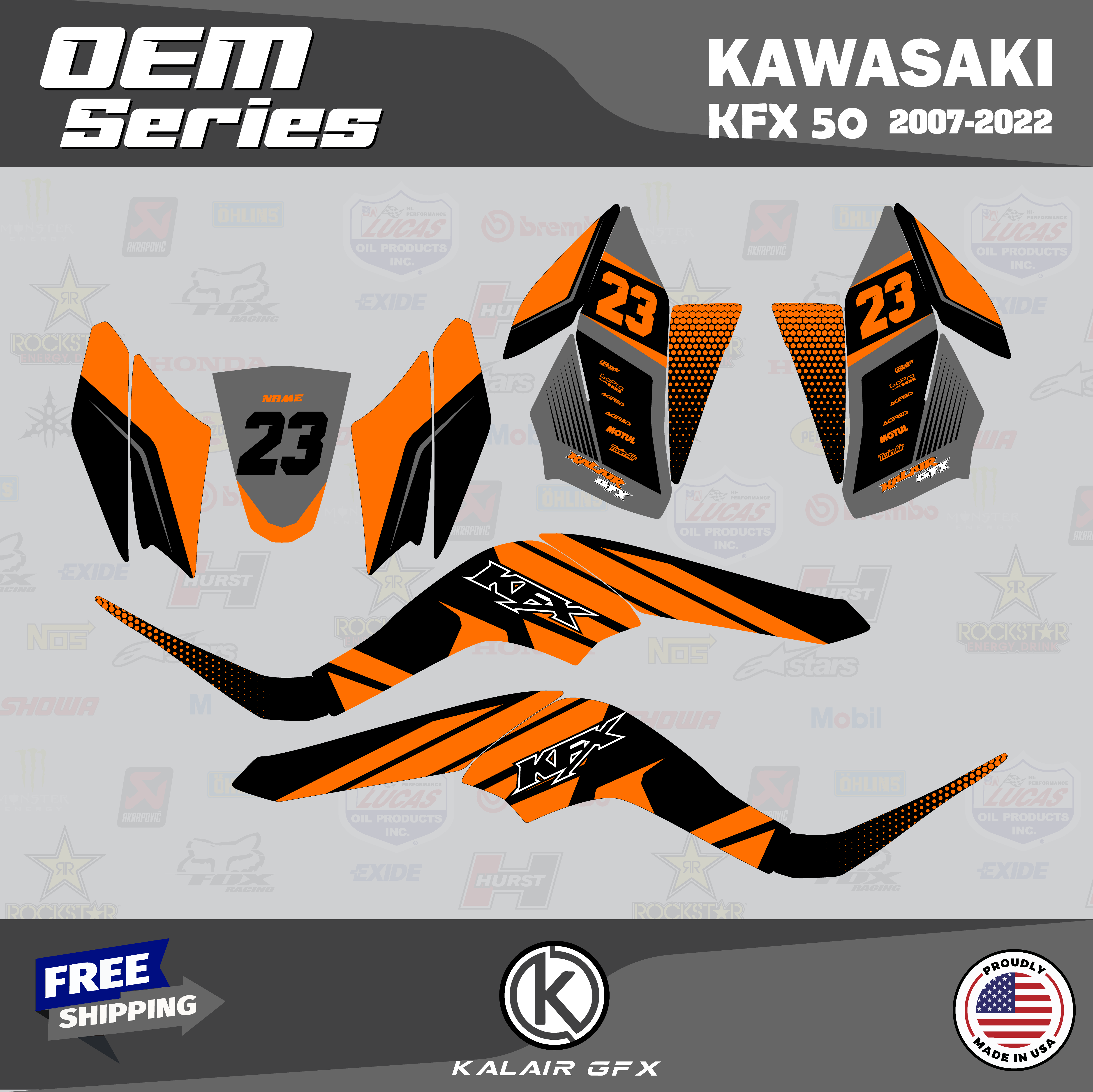 Kalair GFX Graphics Kit for Kawasaki KFX50 (2007-2022) Oem Series ...