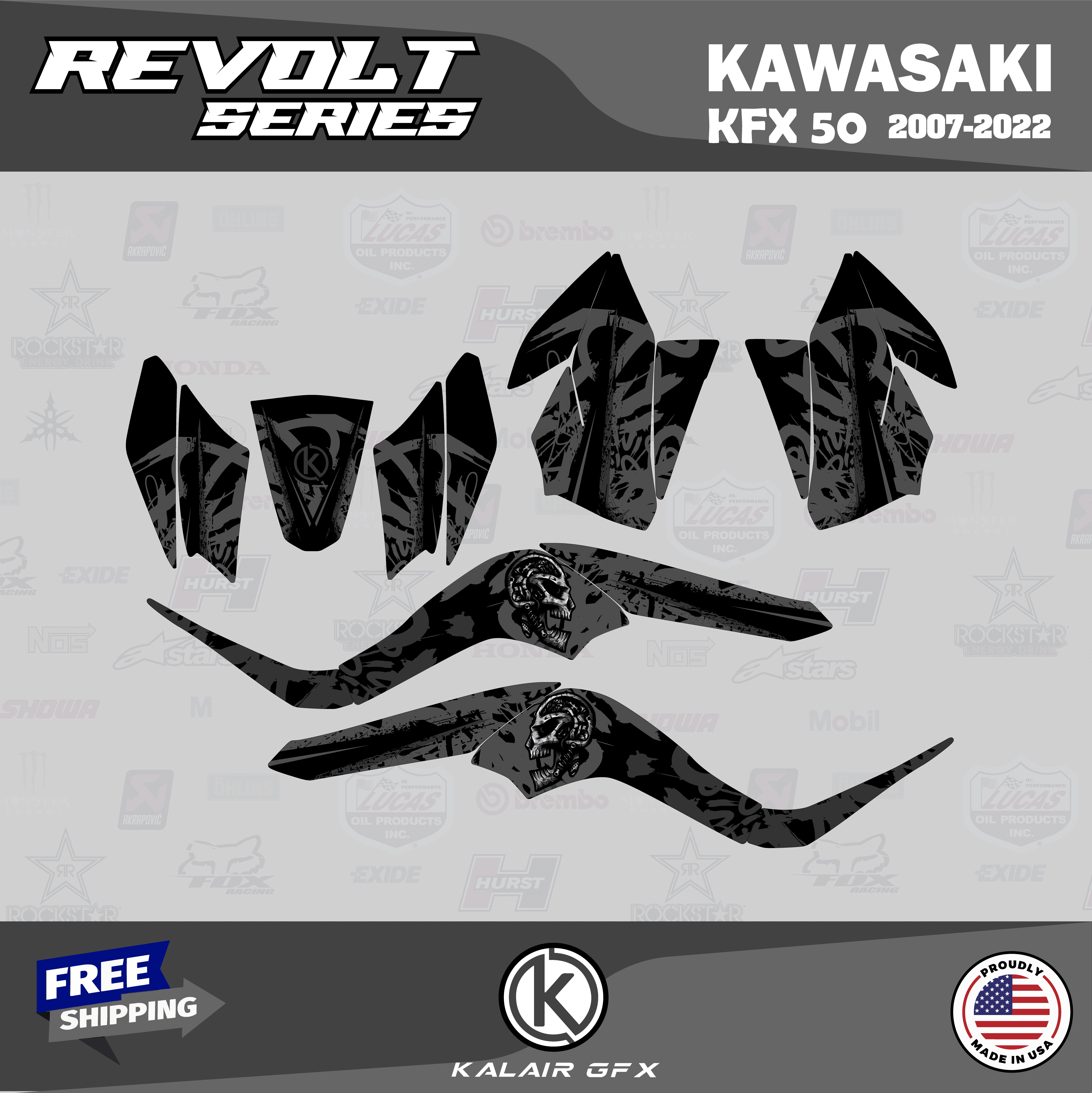 Kalair GFX Graphics Kit for Kawasaki KFX50 (2007-2022) Revolt Series ...