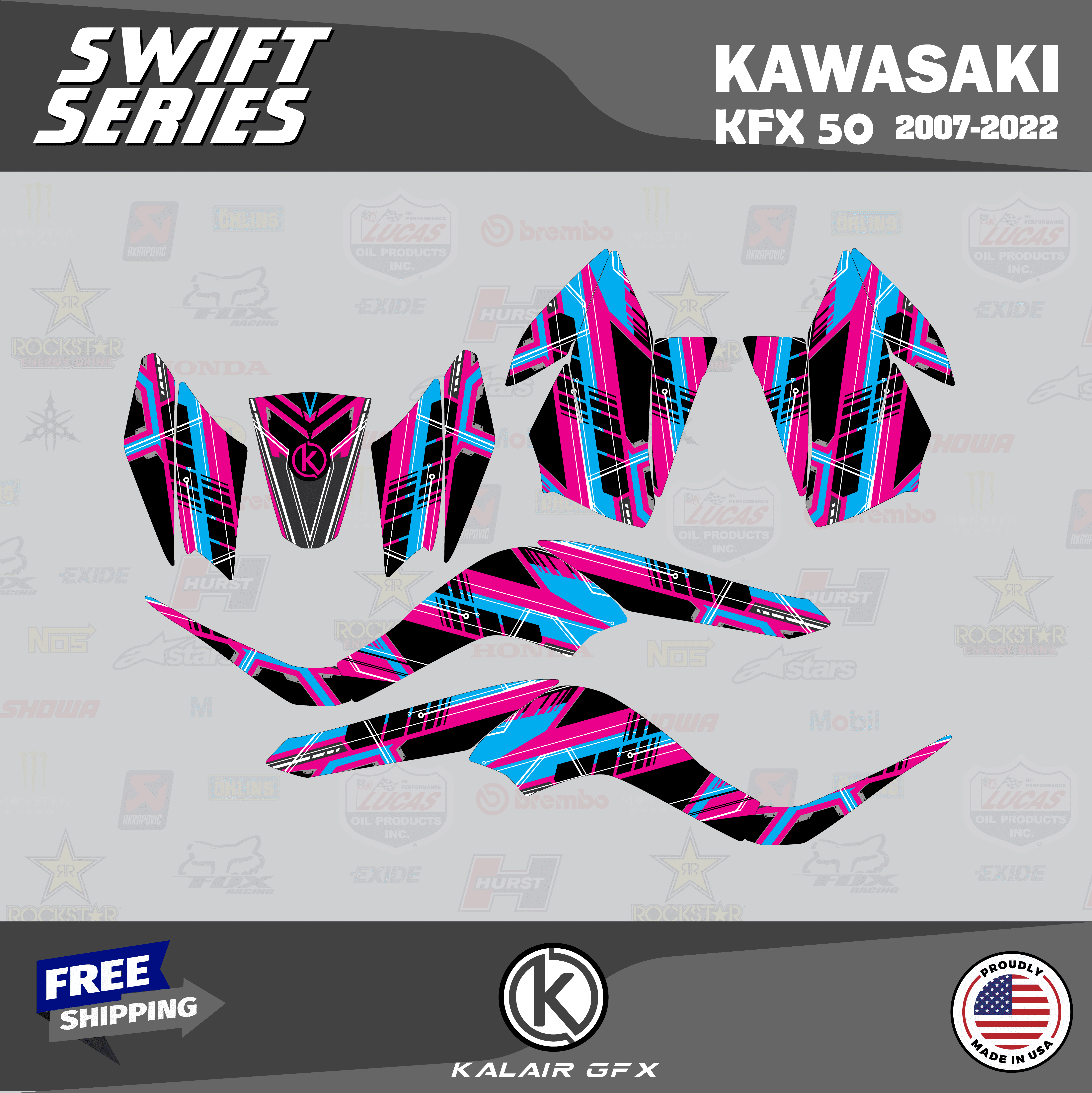 Kalair GFX Graphics Kit for Kawasaki KFX50 (2007-2022) Swift Series ...