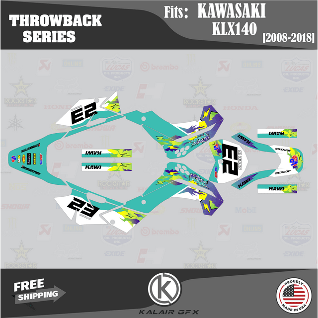 Kalair GFX Graphics Kit for Kawasaki KLX140 (2008-2018) Throwback ...