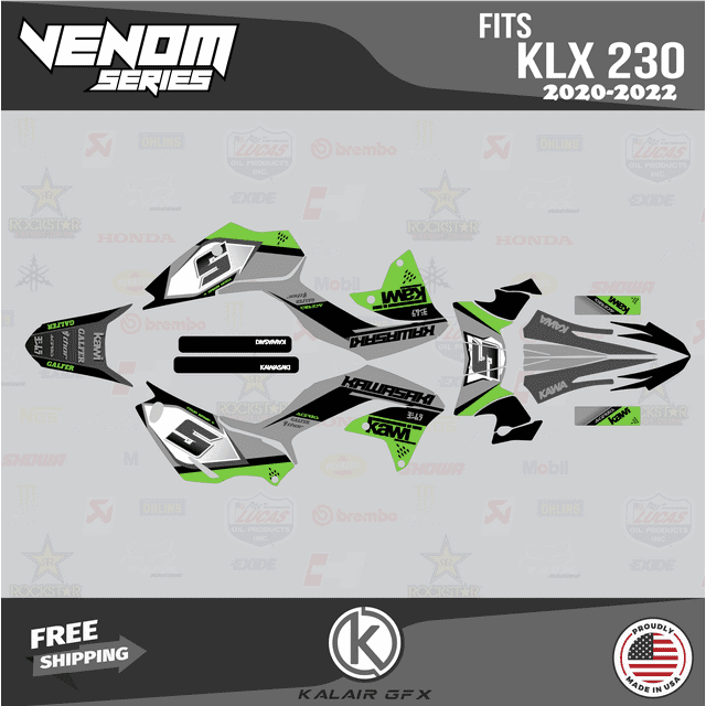 Kalair GFX Graphics Kit for Kawasaki KLX230R (2020-2024) Venom Series ...