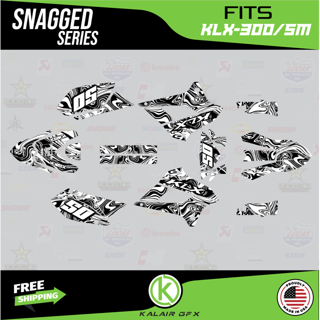 Kalair GFX Graphics Kit for Kawasaki KLX300SM (2021+) Snagged Series ...