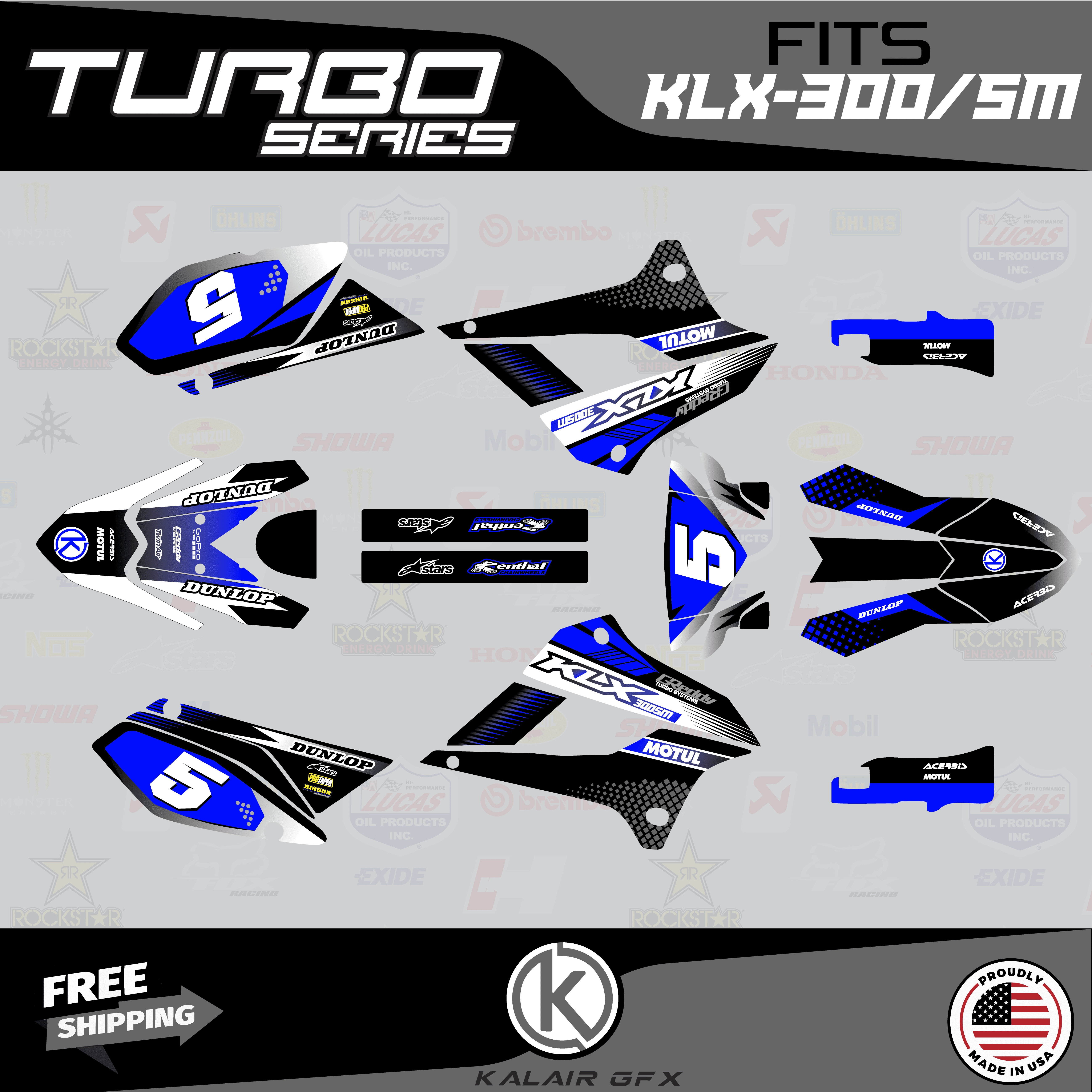Kalair GFX Graphics Kit for Kawasaki KLX300SM (2021+) Turbo Series ...
